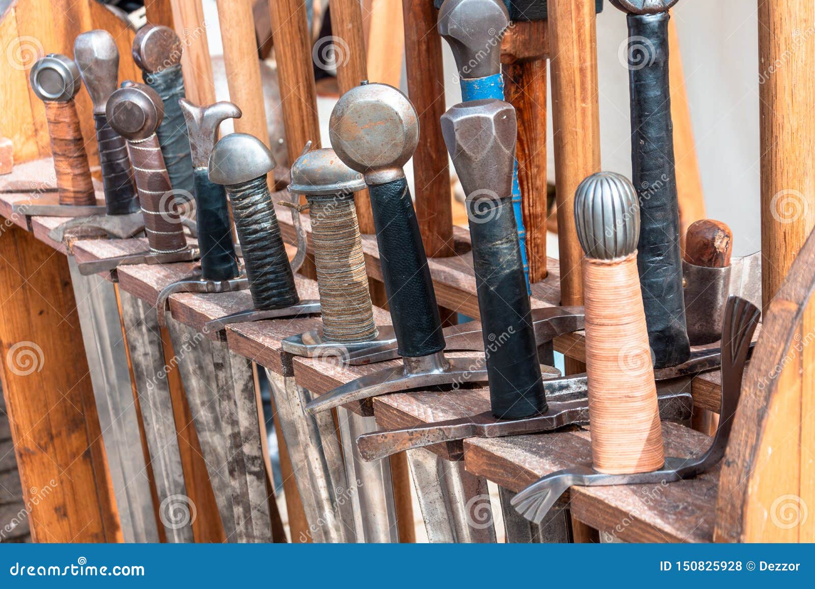 Handles Swords of Ancient Ages in a Row Stock Photo - Image of knight ...