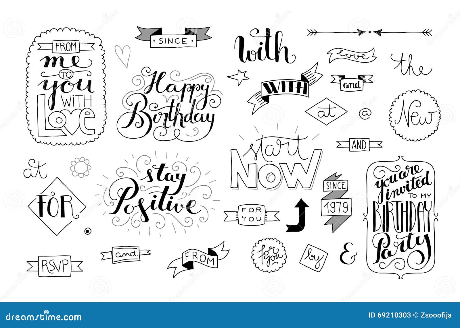 Handlettering Elements, Quotes and Words Stock Vector - Illustration of ...