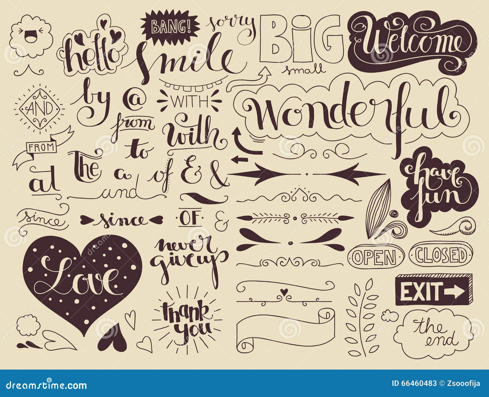 Handlettering Elements and Words Stock Vector - Illustration of doodle ...