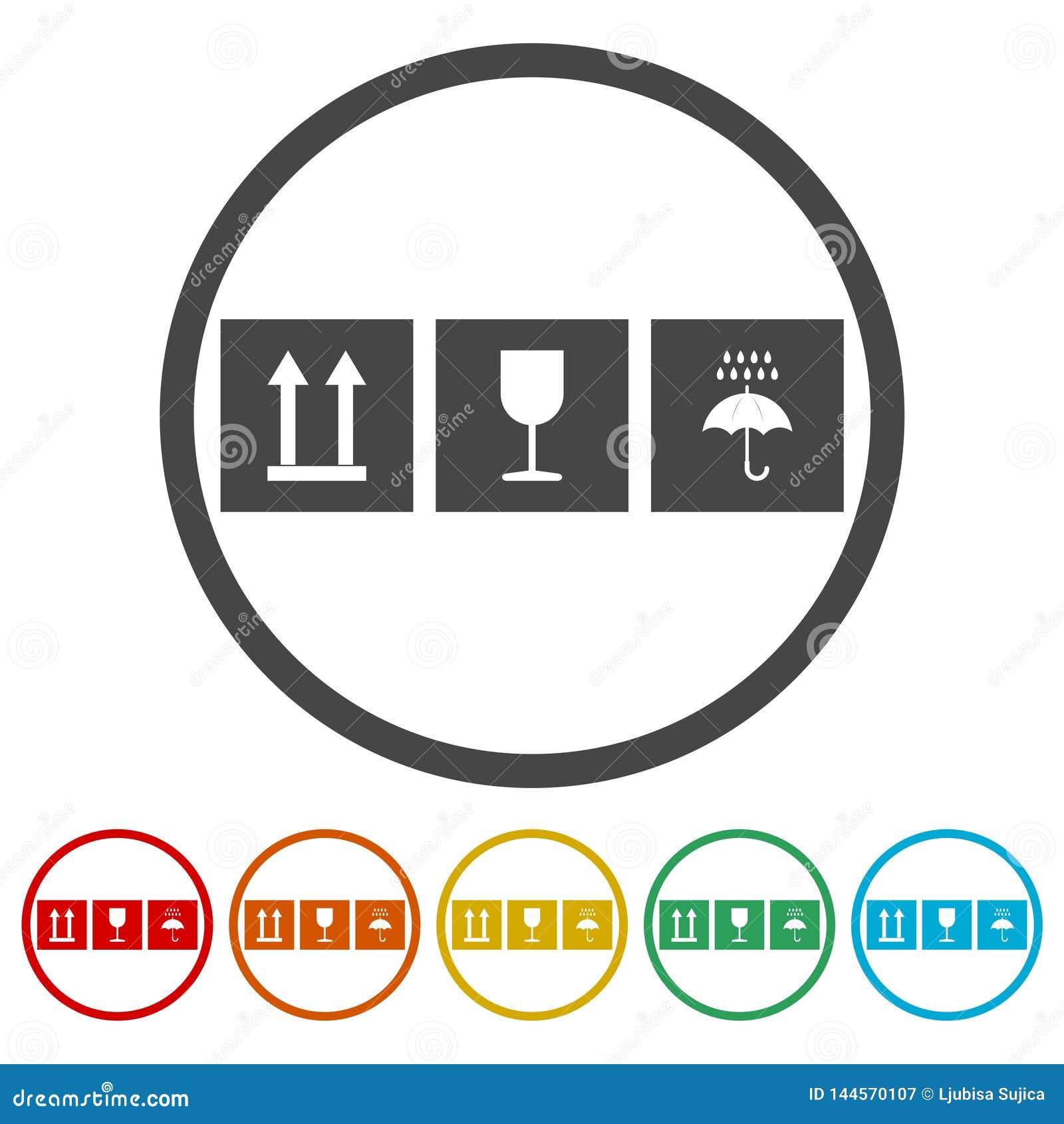 Handling and Packing Icon, Carton Fragile Box Markings Stock Vector ...