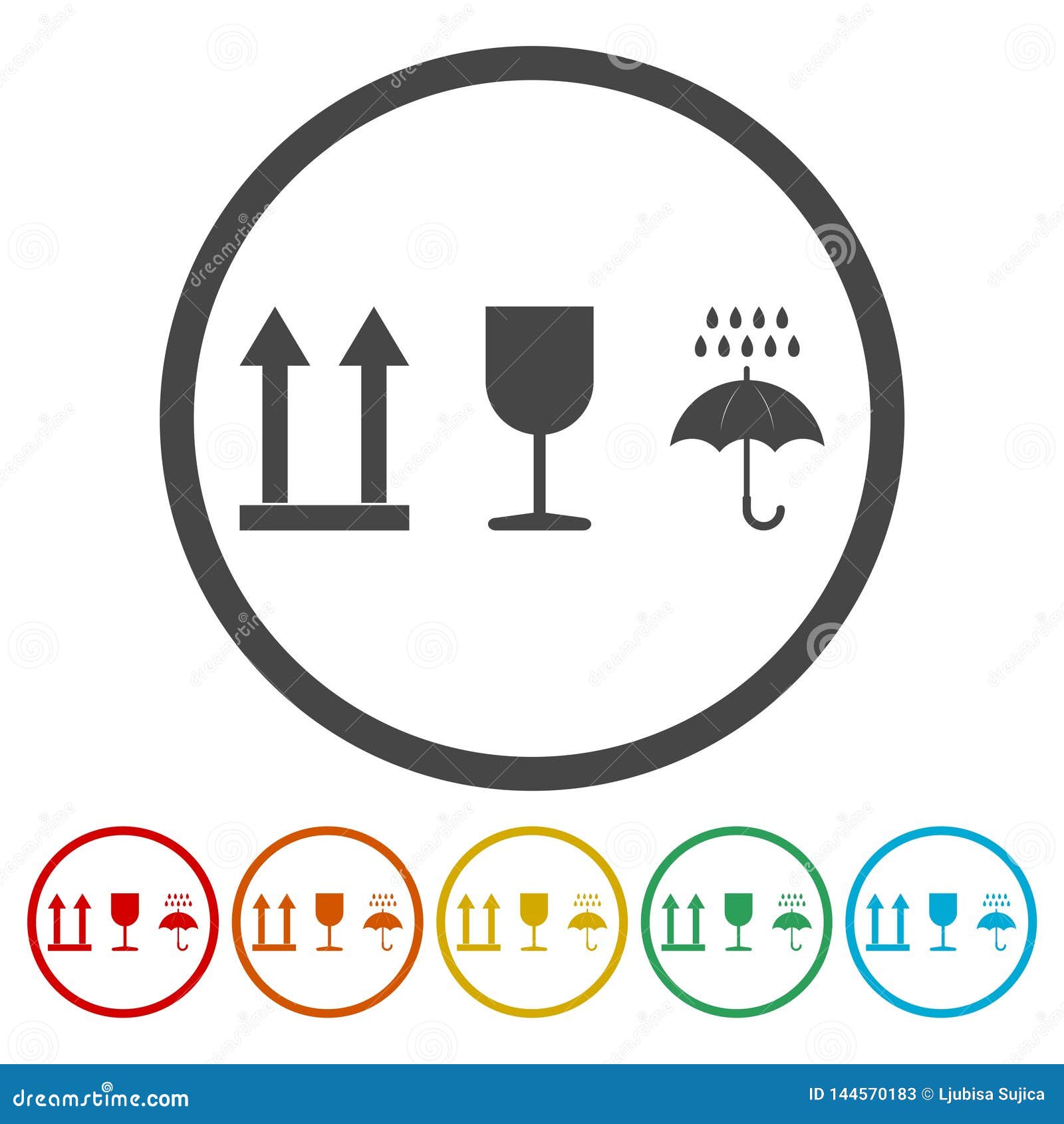 Handling and Packing Icon, Carton Fragile Box Markings Stock Vector ...