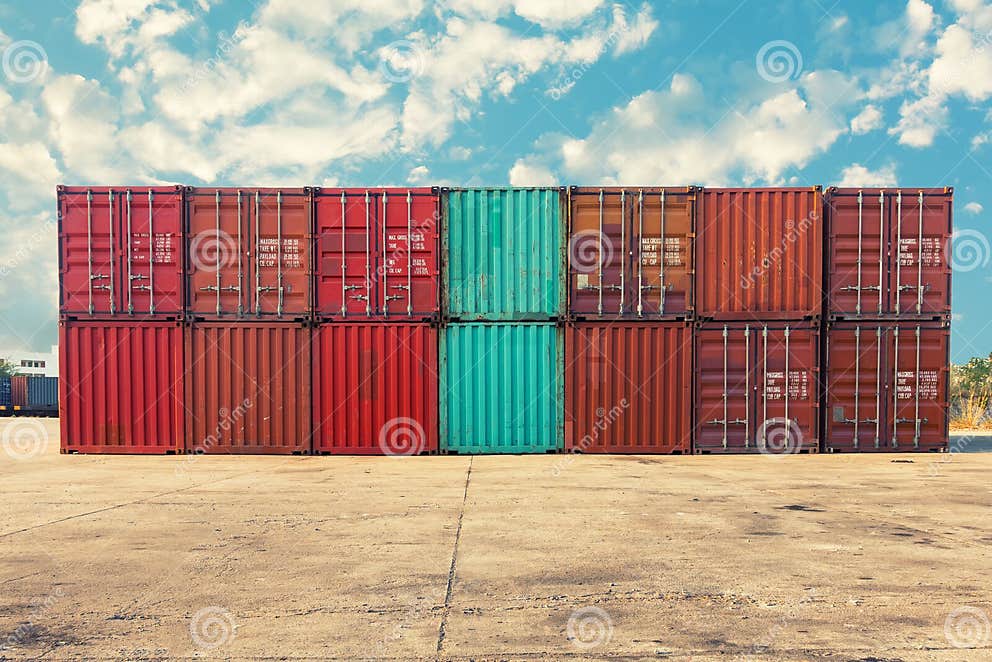 Handling Stack of Container Shipping, Transportation Business. Stock ...