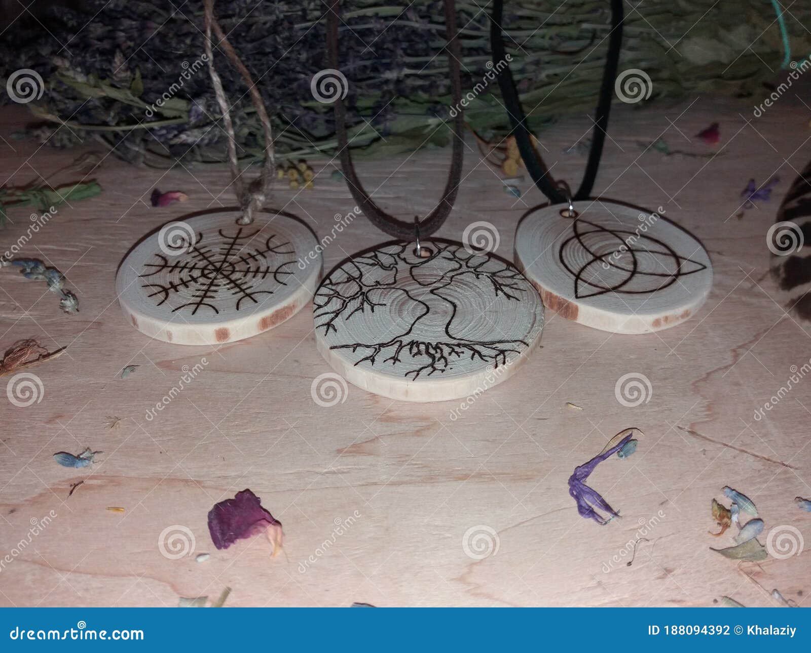 Magic Protective Pendants for Witches and Magicians Stock Photo - Image ...