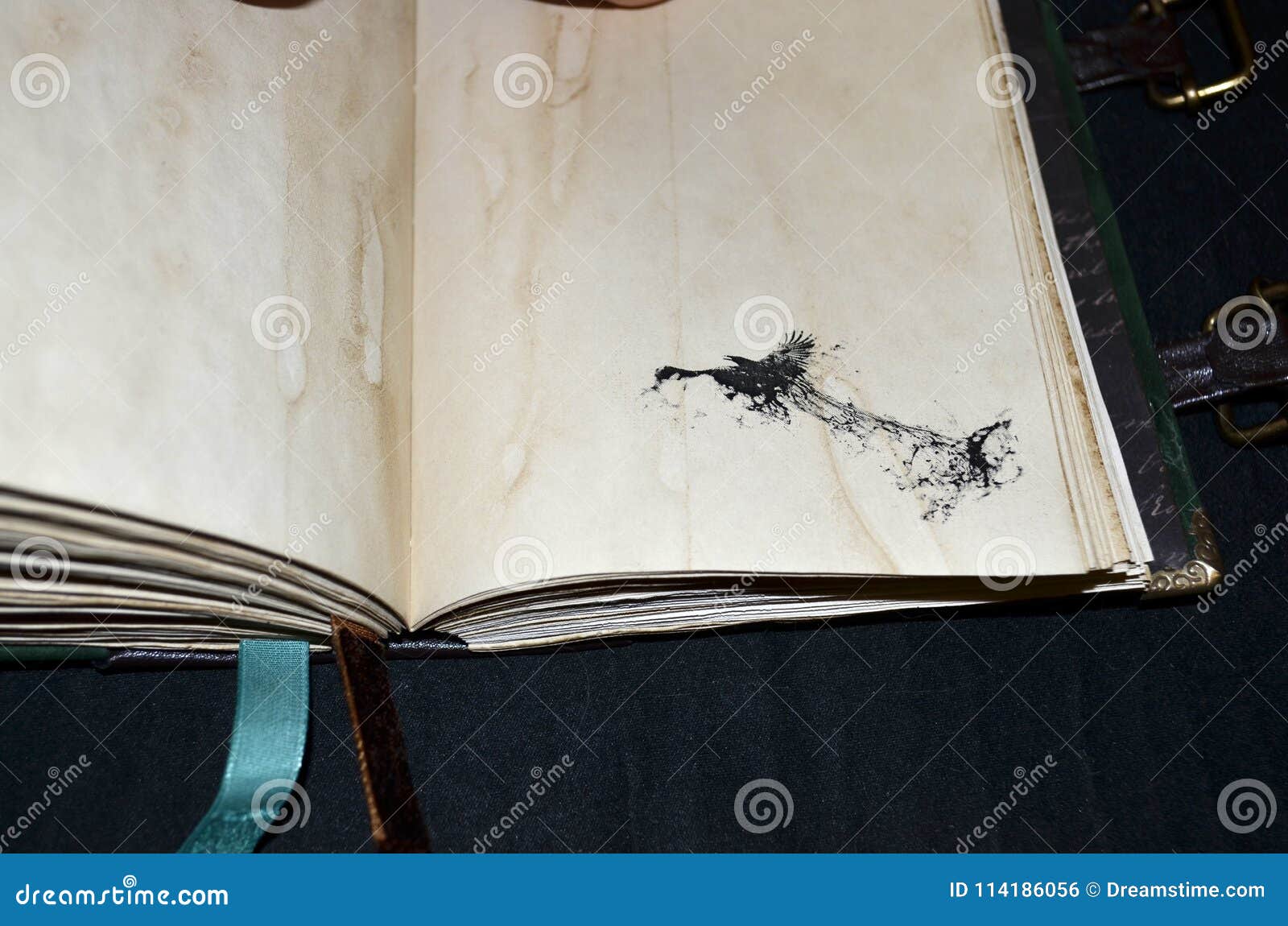 Handmade Ancient-looking Notebook with a Raven in a Lower Left Corner ...