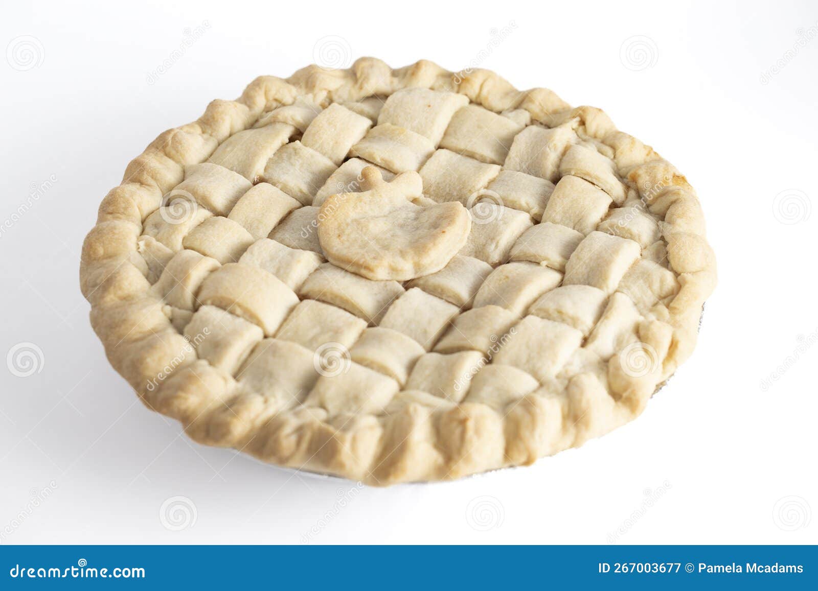 Handmade Apple Pie with a Lattice Crust Isolated on a White Background ...
