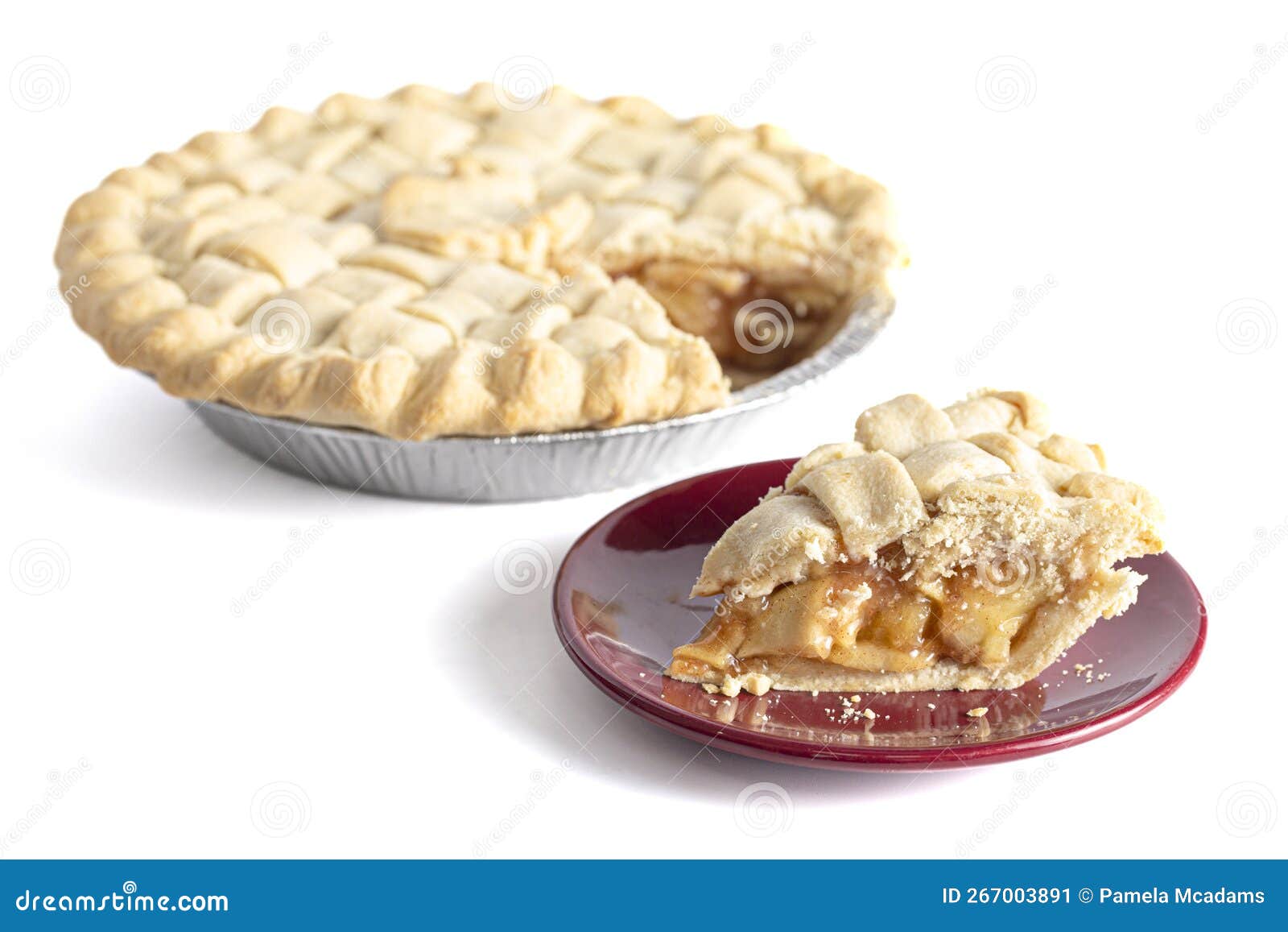Handmade Apple Pie with a Lattice Crust Isolated on a White Background ...