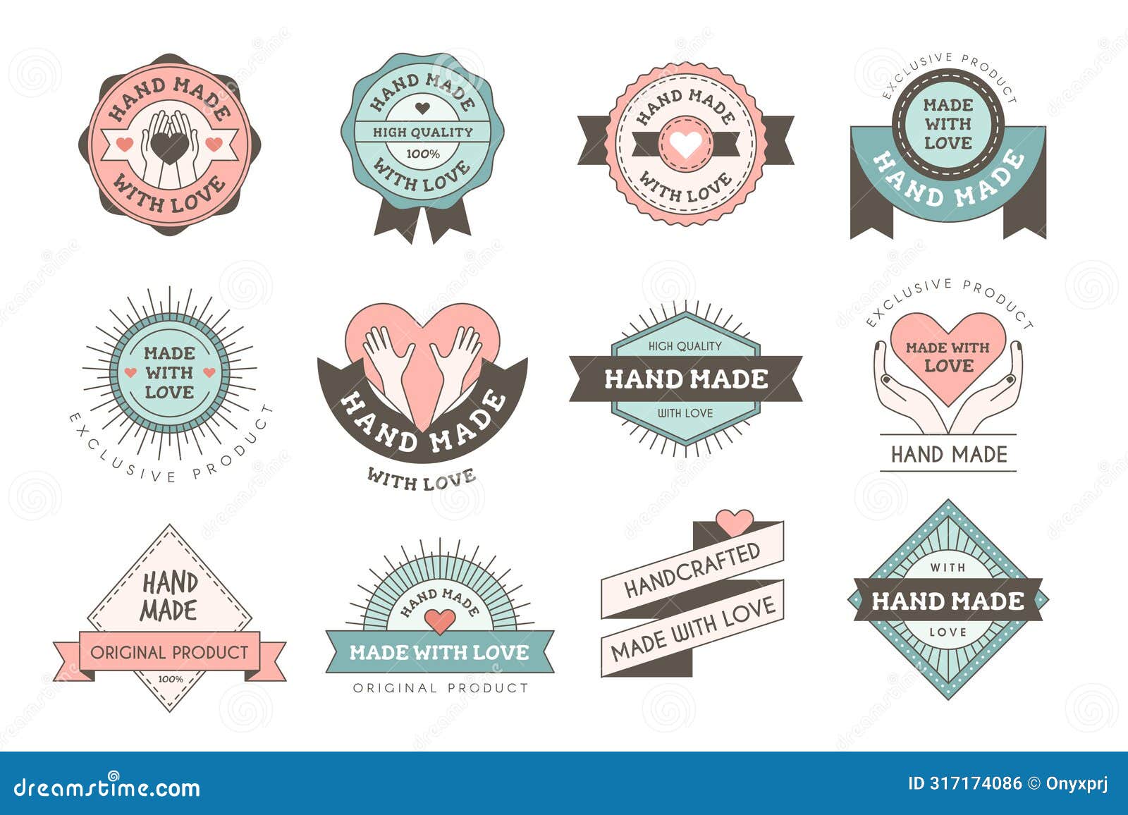 Handmade Badges. Emblems or Logos for Made with Love Crafting Design ...