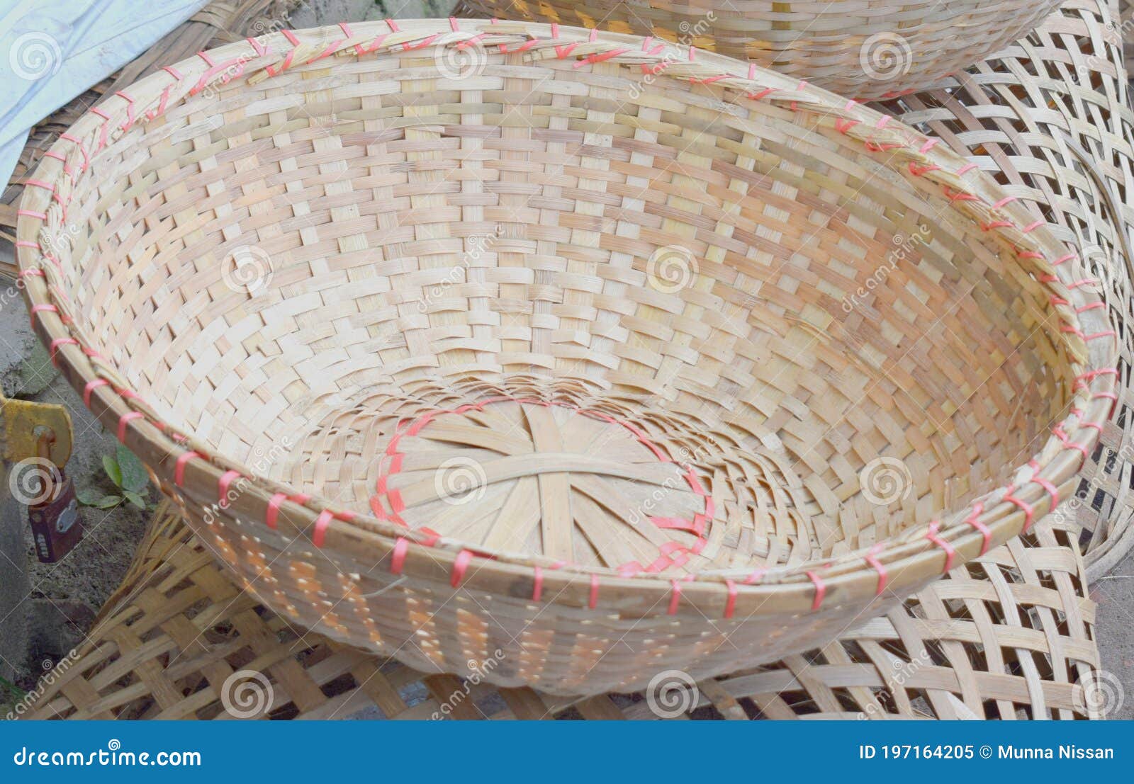 Handmade Bamboo Basket at Asian Market Stock Image - Image of travel ...