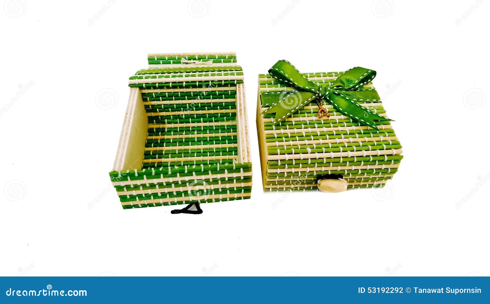 Handmade Bamboo Boxs Green Color Stock Photo - Image of color, handmade ...
