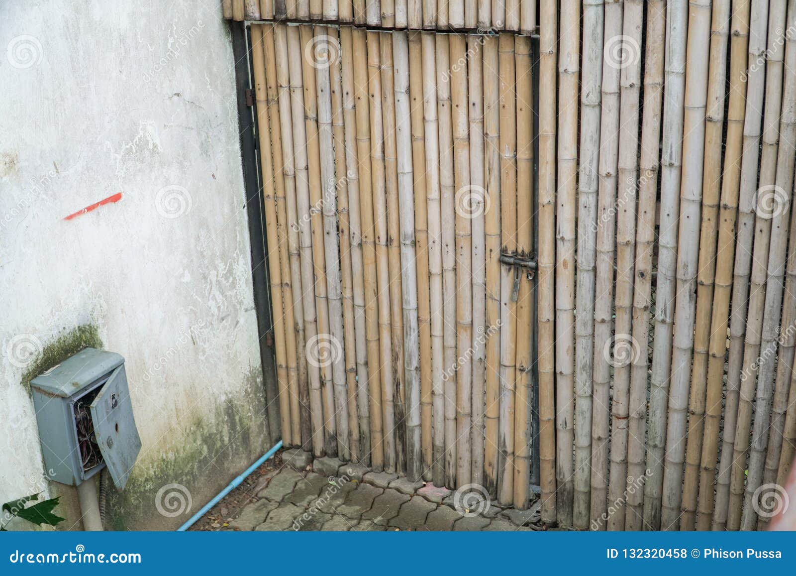 A Handmade Bamboo Door on Bamboo Wall Stock Photo - Image of fence ...