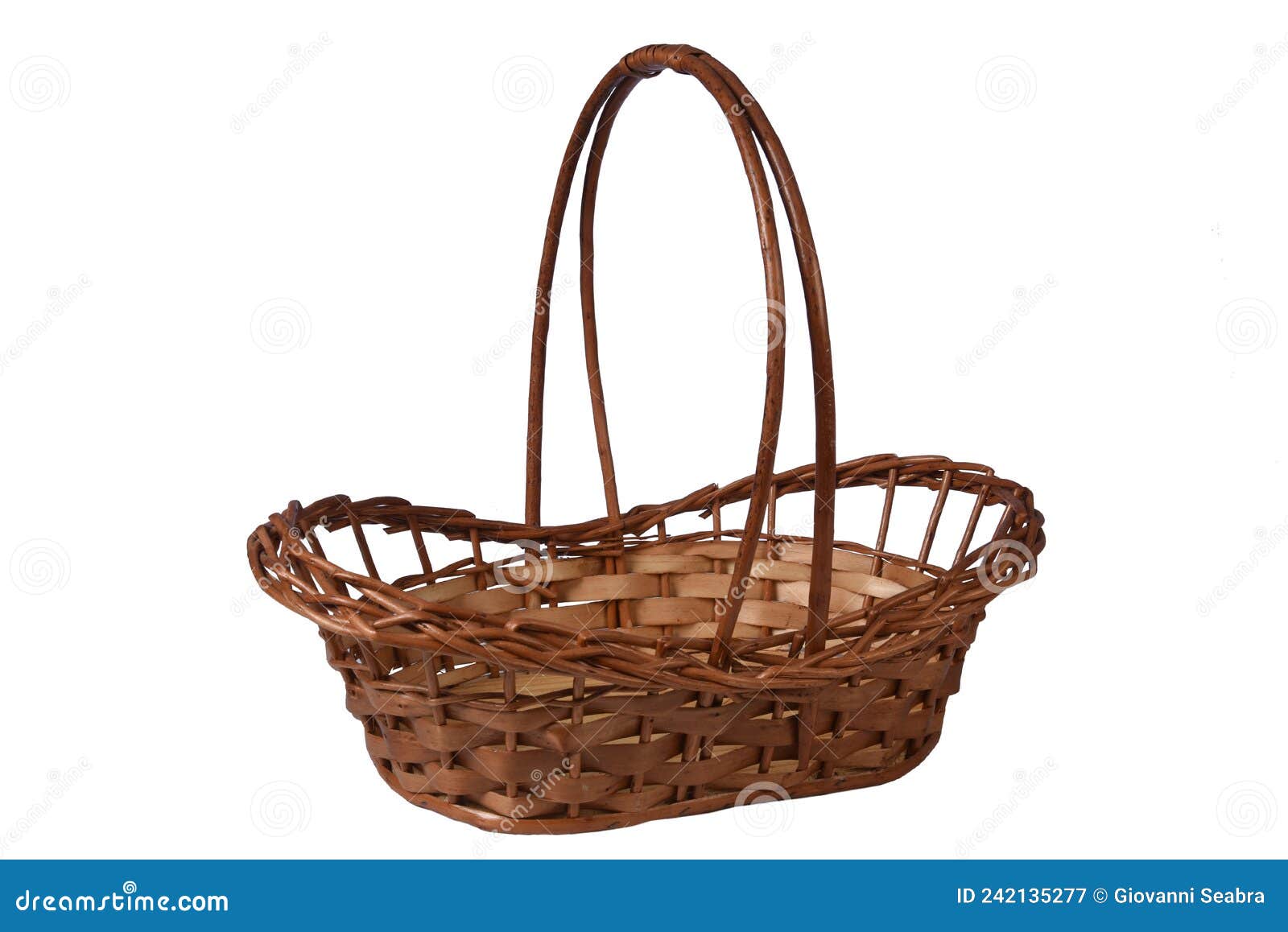 Handmade Basket Braided from Wicker Reeds, Isolated on White Background ...