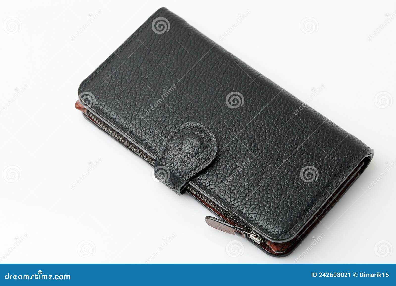 Handmade Black Leather Purse Stock Image - Image of path, clipping ...