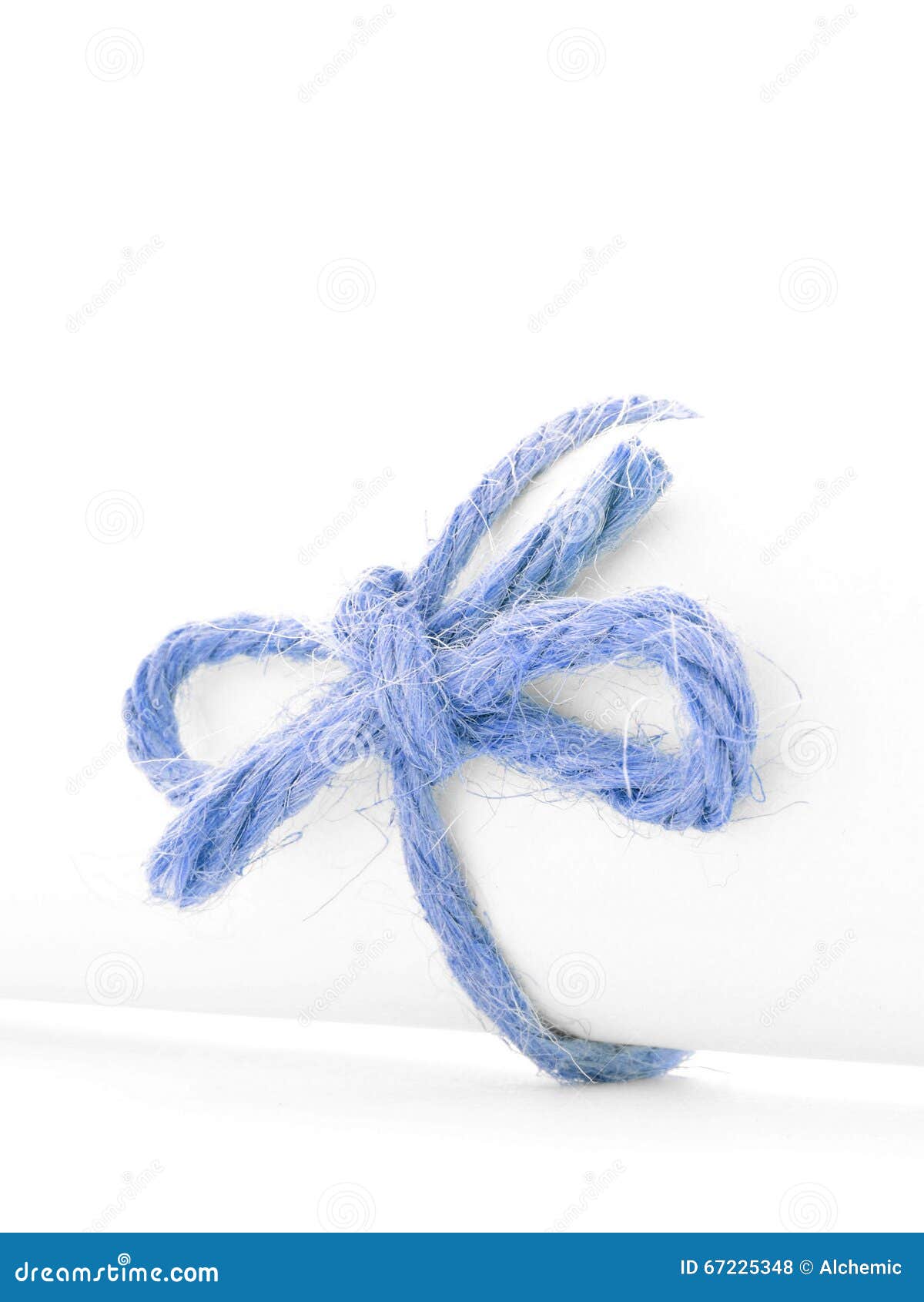 Handmade Blue String Node Tied on White Message Roll Isolated Stock ...