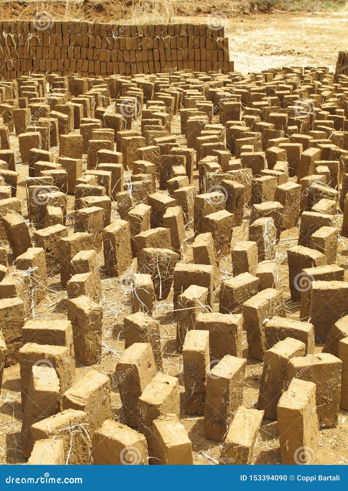 Handmade Bricks Made Of Black Volcanic Sand, Water And Cement. Manual ...