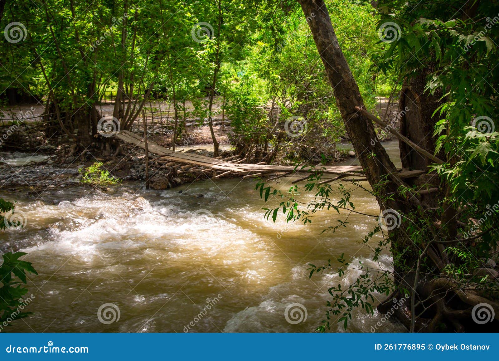 Handmade Bridge Over the River in a Village Stock Image - Image of ...
