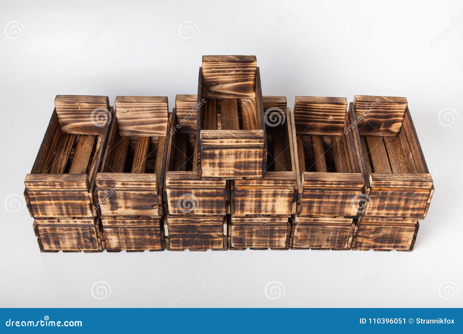Handmade Burned Wooden Boxes on a Light Background Stock Image - Image ...