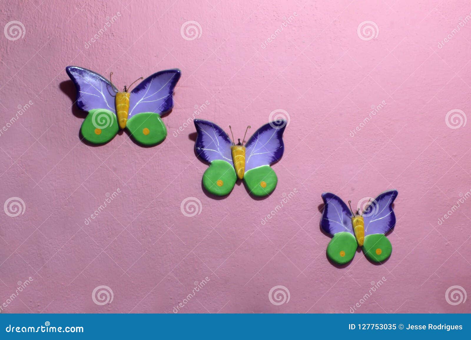Handmade Butterfly Made of Clay on the Wall Stock Image - Image of ...