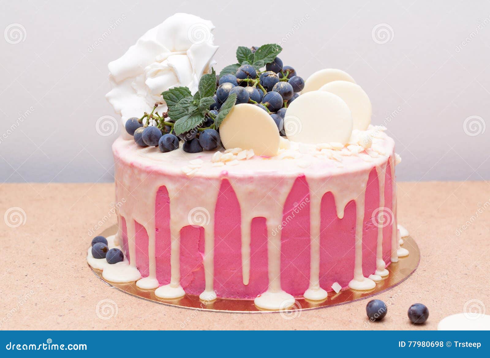 Handmade Cake Drizzled with White Chocolate Stock Photo - Image of ...