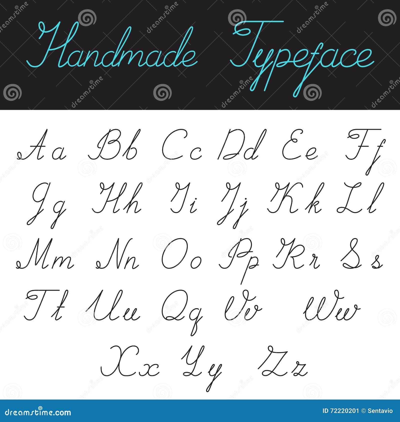 Handmade Calligraphic Script Font Linear Style Vec Stock Vector ...