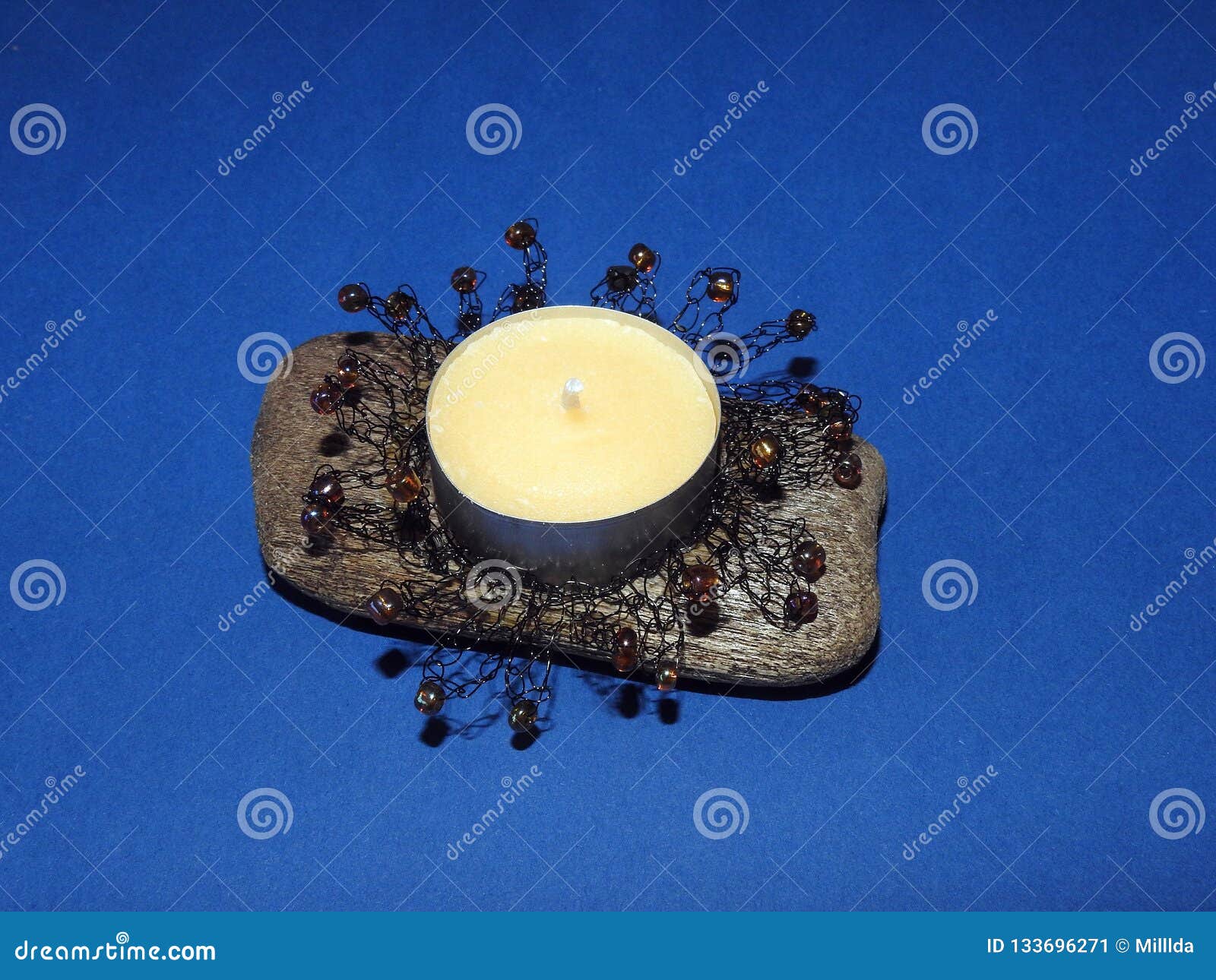 Handmade Candlestick Using Sea Wood and Beads Lithuania Stock Image ...