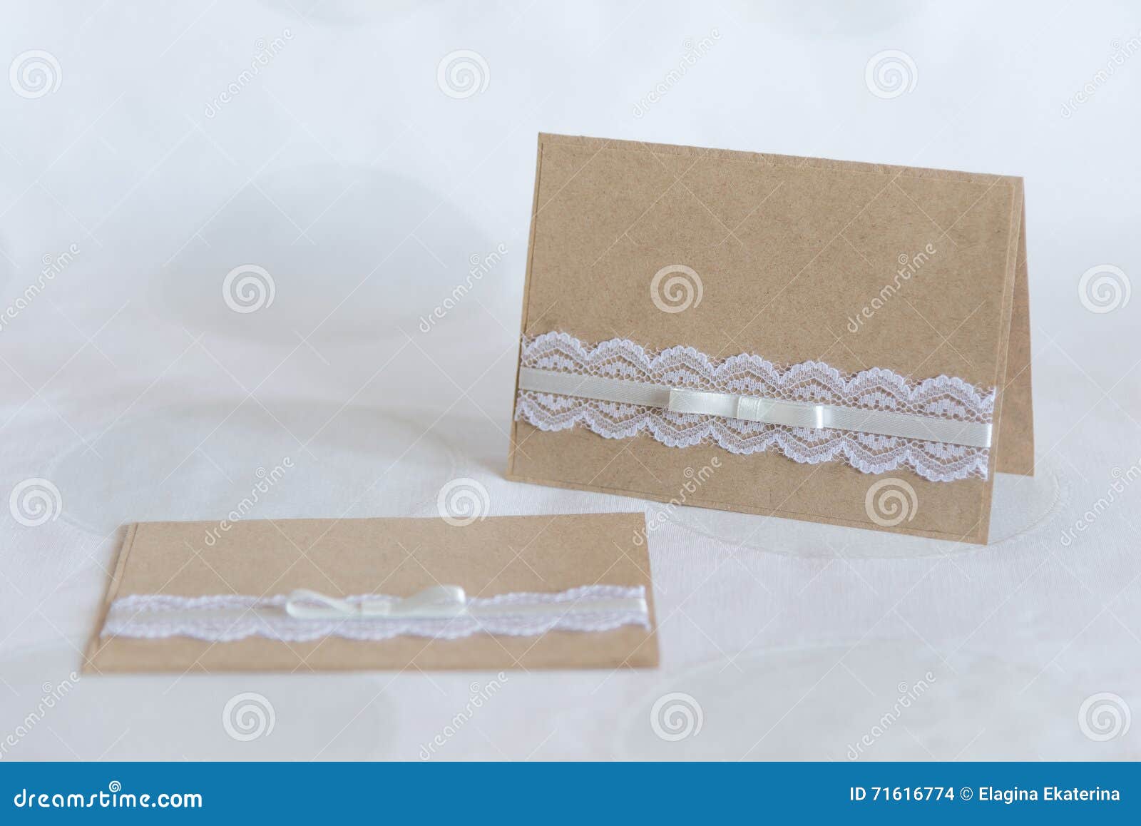 Handmade Card from Kraft Paper with Lace and Bow Stock Photo - Image of ...