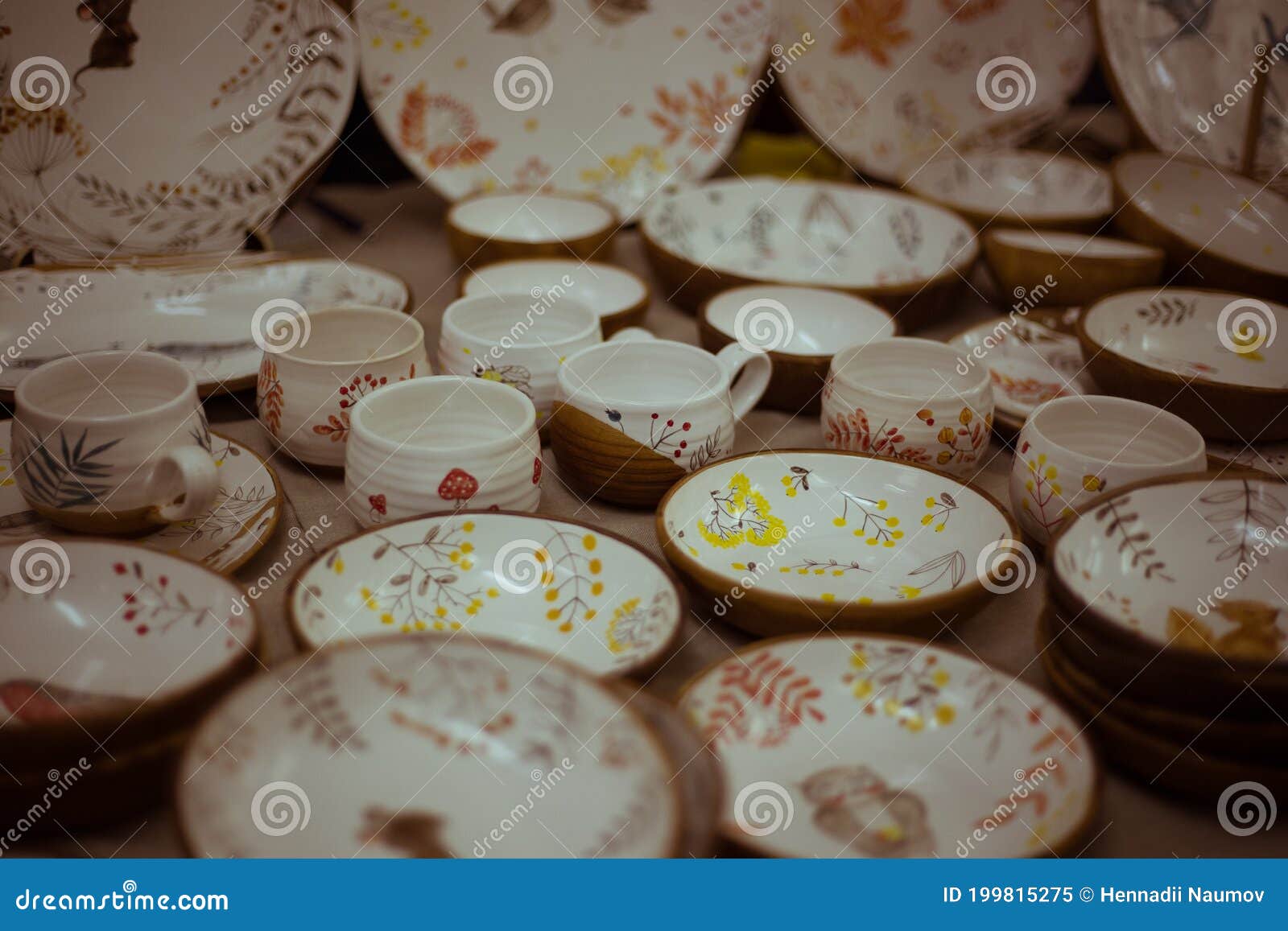 Handmade Ceramic Painted Plates with a Beautiful Pattern Stock Image ...