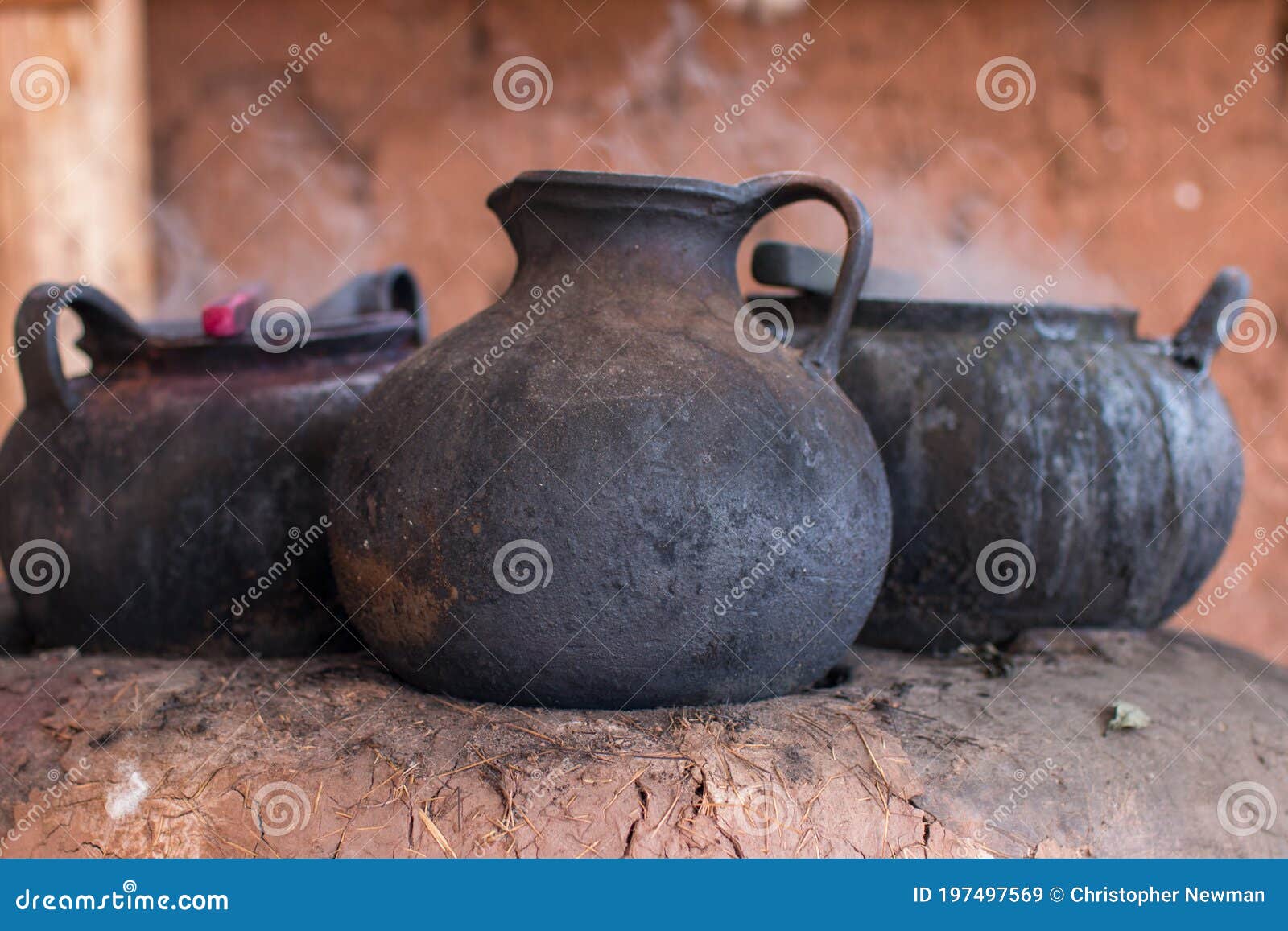 Handmade Ceramic Pots on a Clay Platform Near Cusco, Peru Stock Image ...