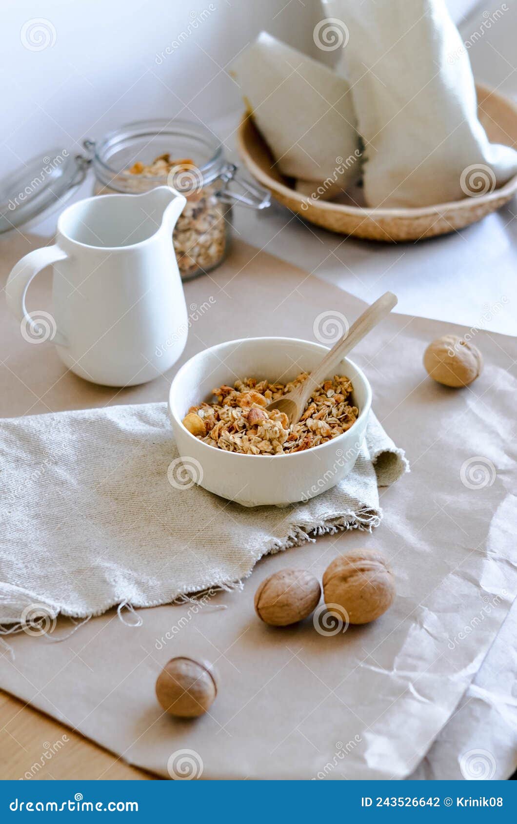 Handmade Ceramic Tableware with Breakfast Stock Photo - Image of meal ...
