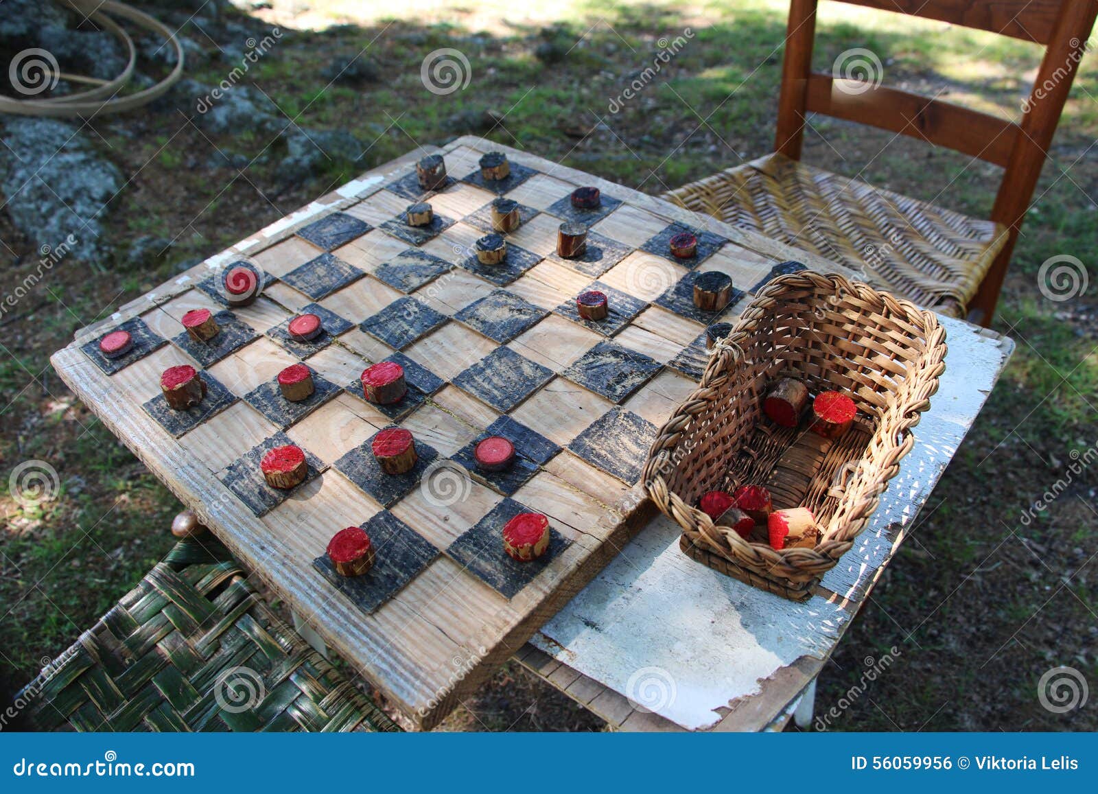 Handmade checkers game stock photo. Image of hobby, wooden - 56059956