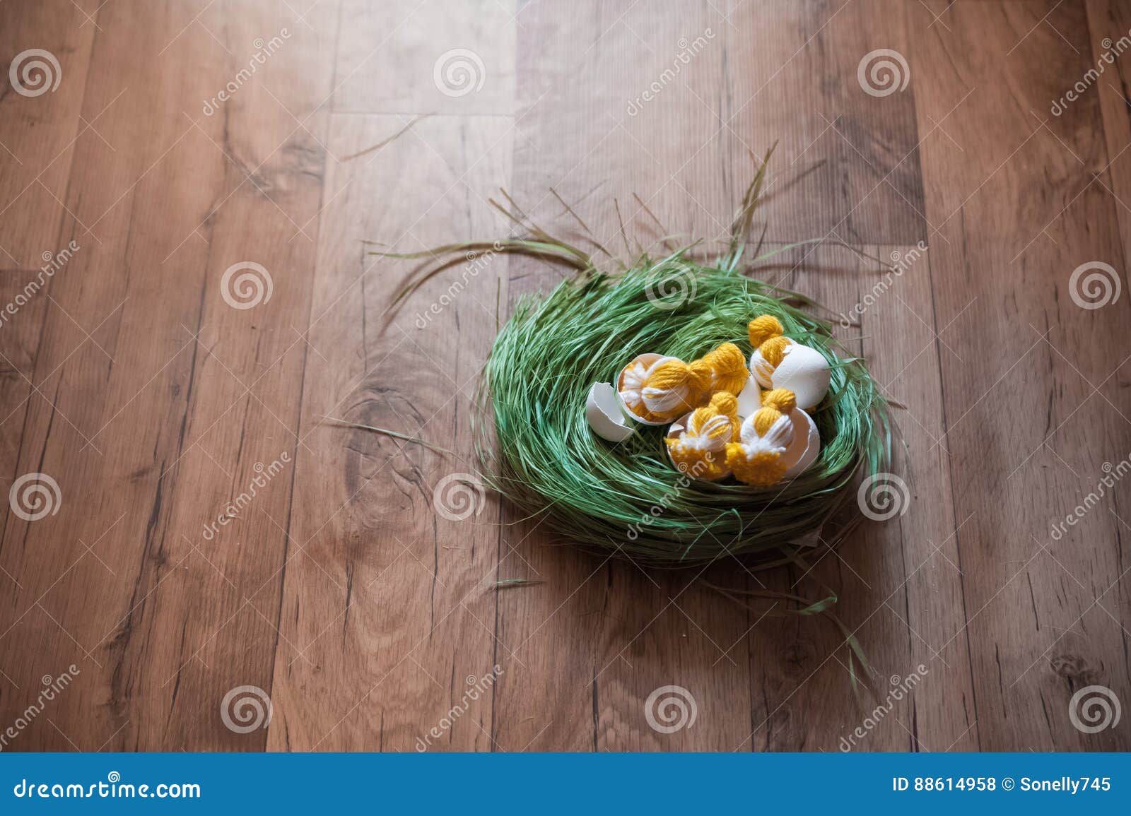 Handmade Chicken in Shell. Easter Decor of Chicks and Spring Grass ...