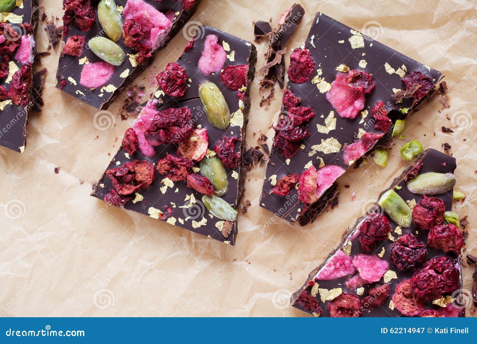 Handmade Chocolate Candies With Yellow Shining Coating With Red Drops ...