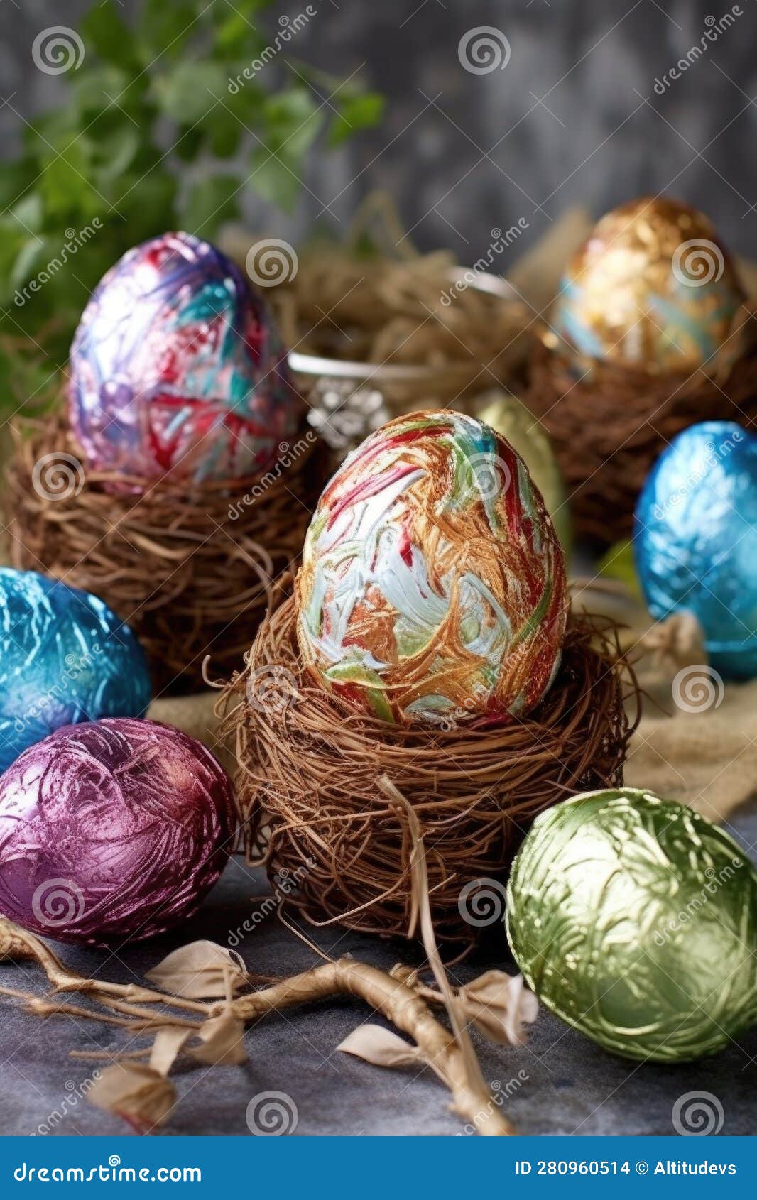 Handmade Chocolate Easter Eggs Wrapped in Foil Stock Photo - Image of ...