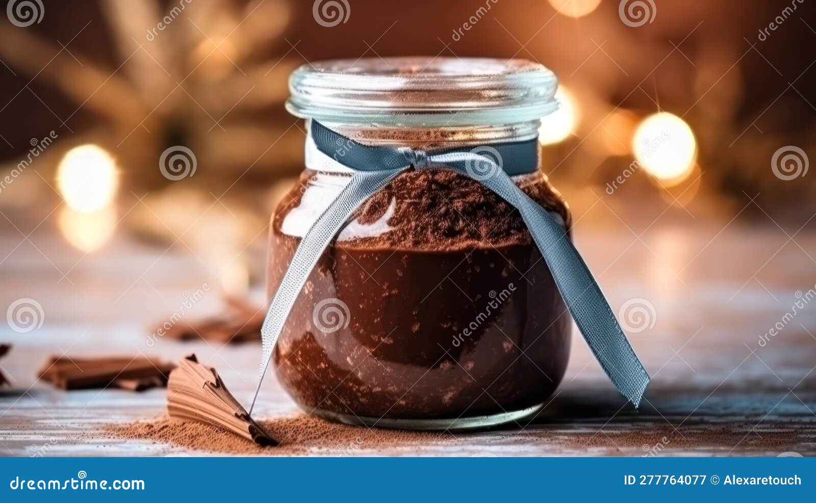 Handmade Chocolate-nut Cream Paste in a Glass Jar on the Table Stock ...