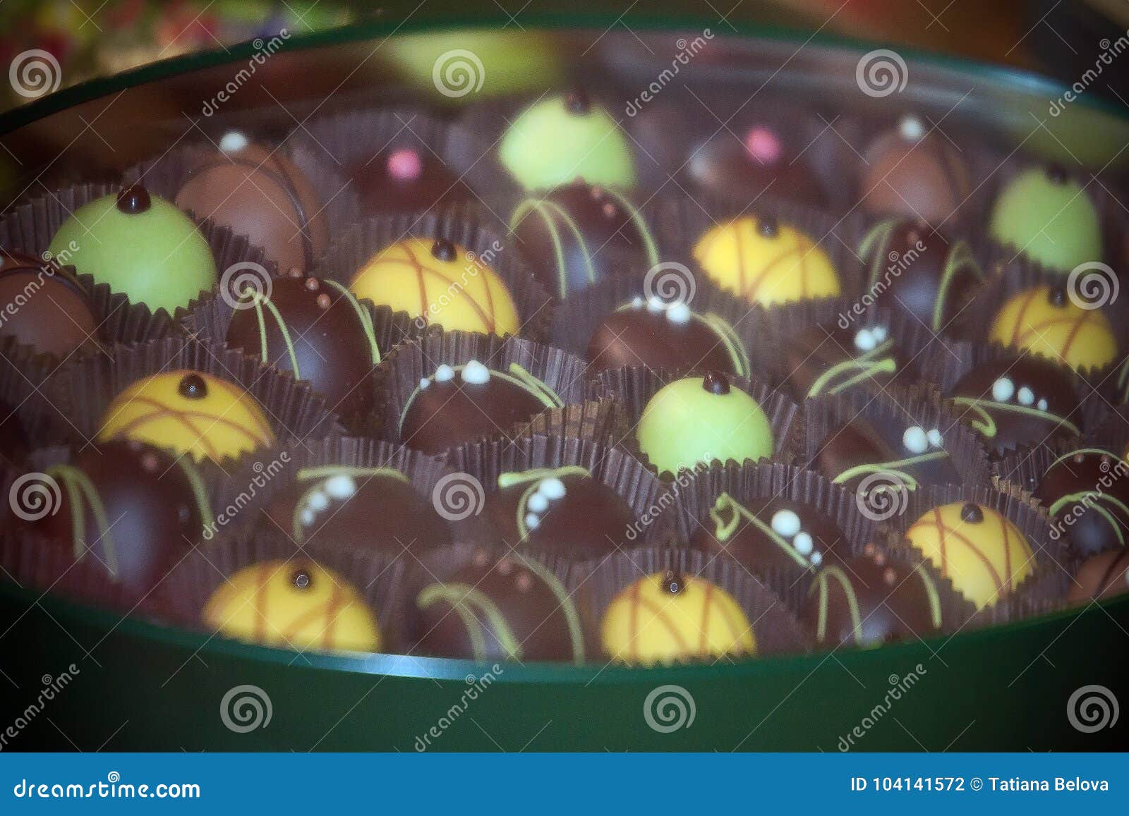 Handmade Chocolates in a Box Stock Photo - Image of handmade, yellow ...