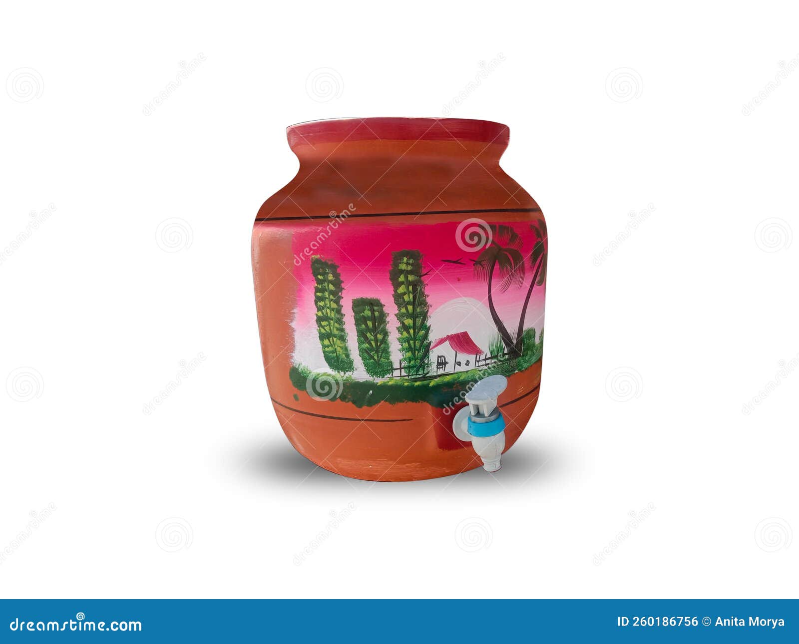 HANDMADE CLAY WATER POT and White BACKGROUND Stock Photo - Image of ...