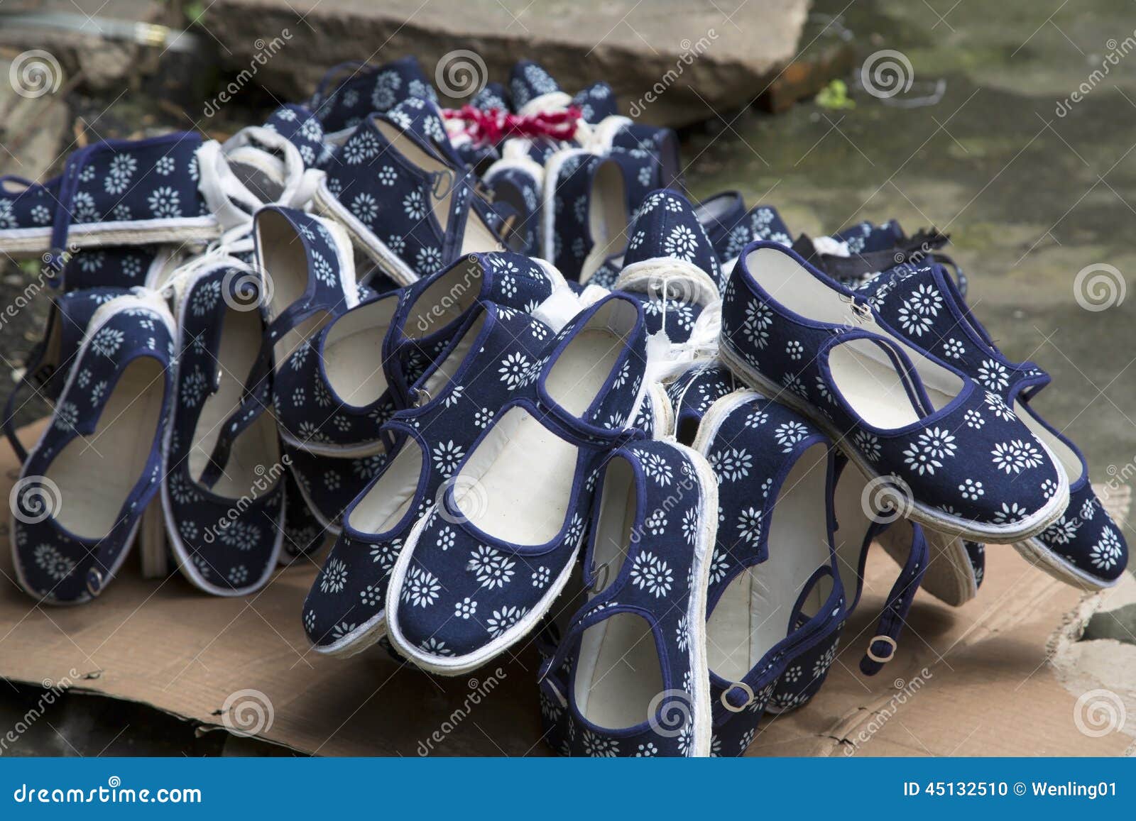 Handmade cloth shoes stock photo. Image of trandition - 45132510