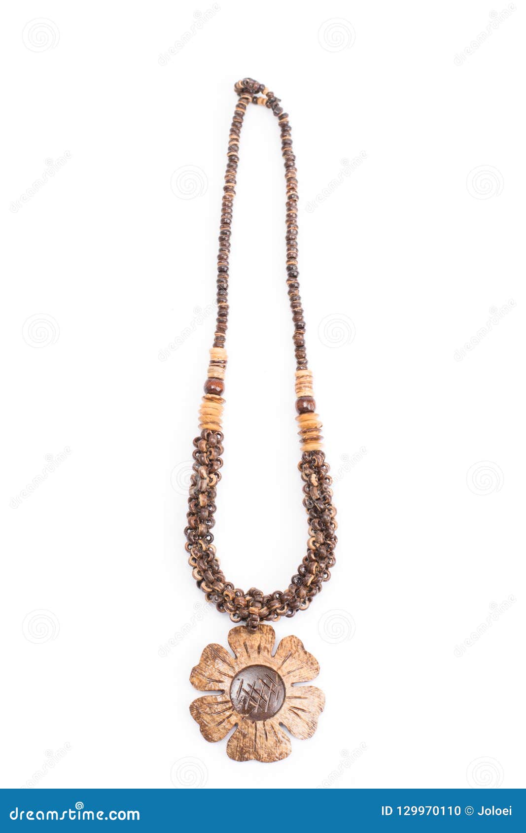 A Handmade Coconut Shell Necklace Stock Photo - Image of female ...