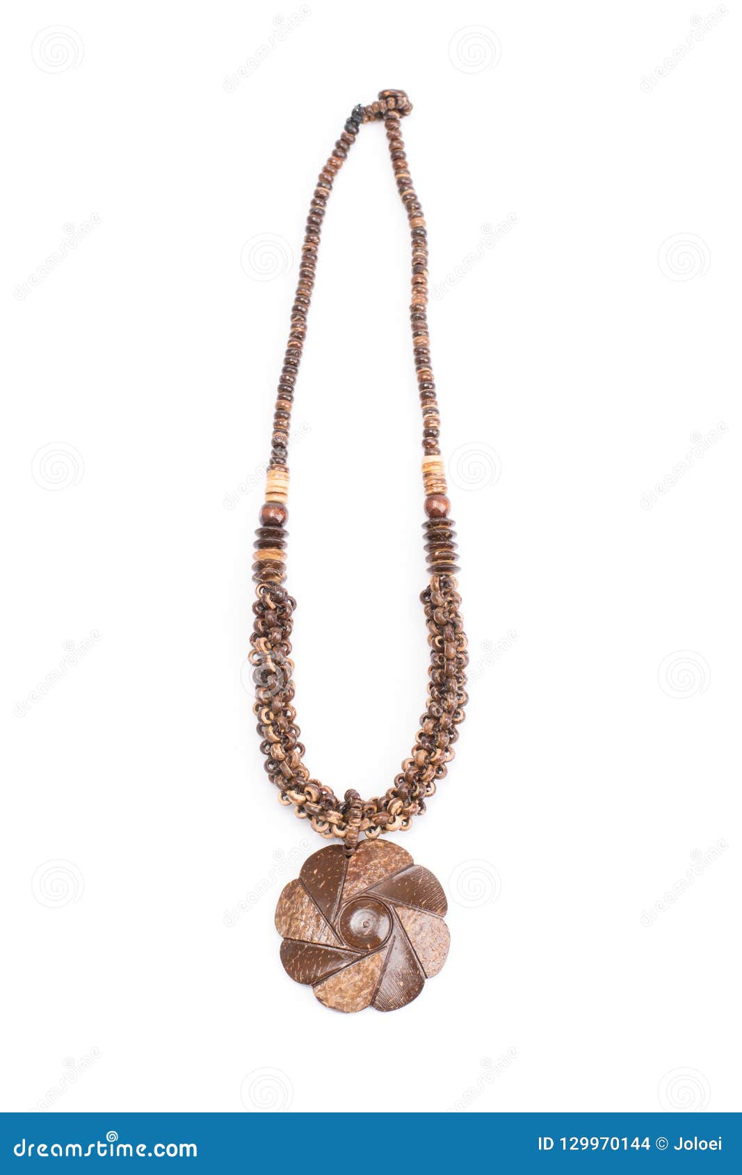 A Handmade Coconut Shell Necklace Stock Photo - Image of ornament ...