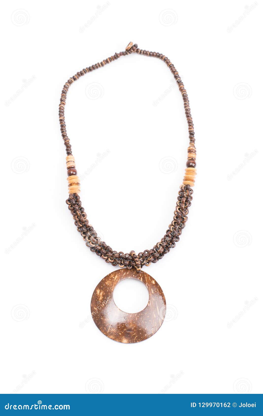 A Handmade Coconut Shell Necklace Stock Photo - Image of chain, tree ...