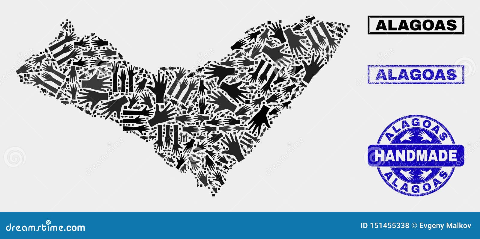 Handmade Collage of Alagoas State Map and Textured Stamp Stock Vector ...