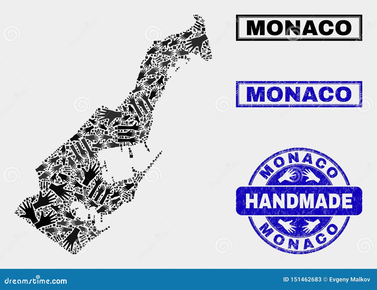 Handmade Collage of Monaco Map and Grunge Seal Stock Vector ...