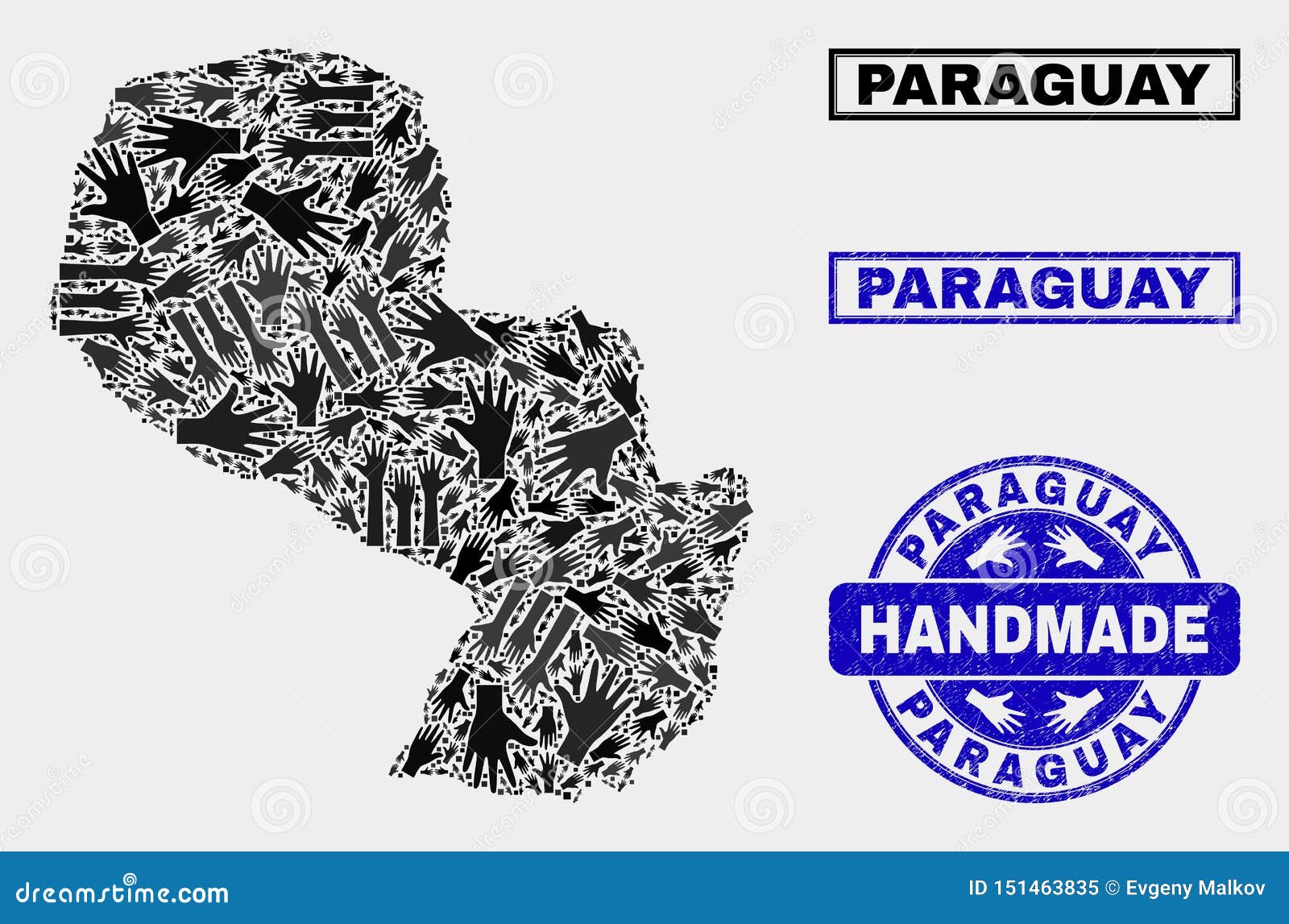 Handmade Collage of Paraguay Map and Grunge Stamp Stock Vector ...