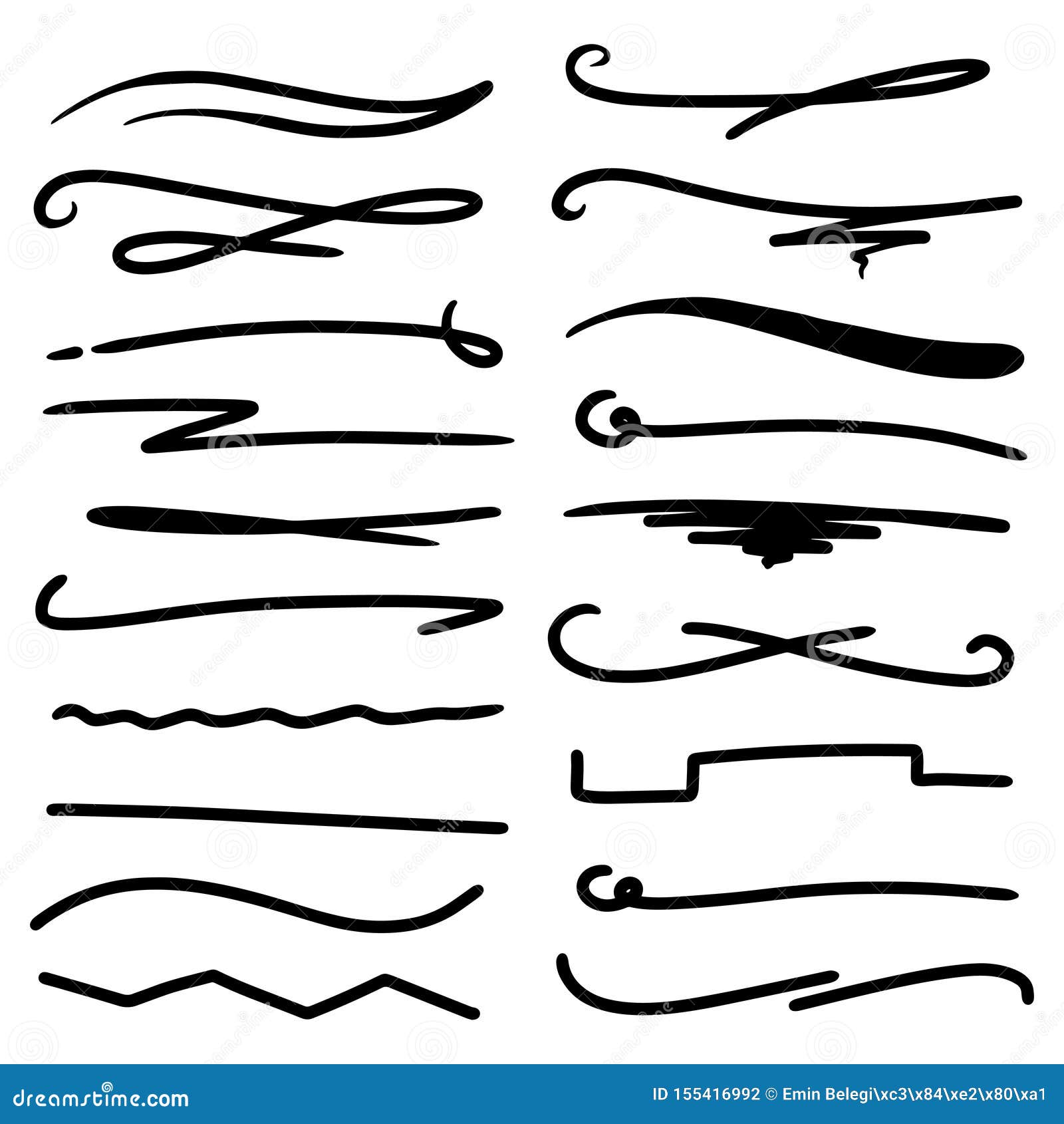 Handmade Collection Set of Underline Strokes Stock Illustration ...