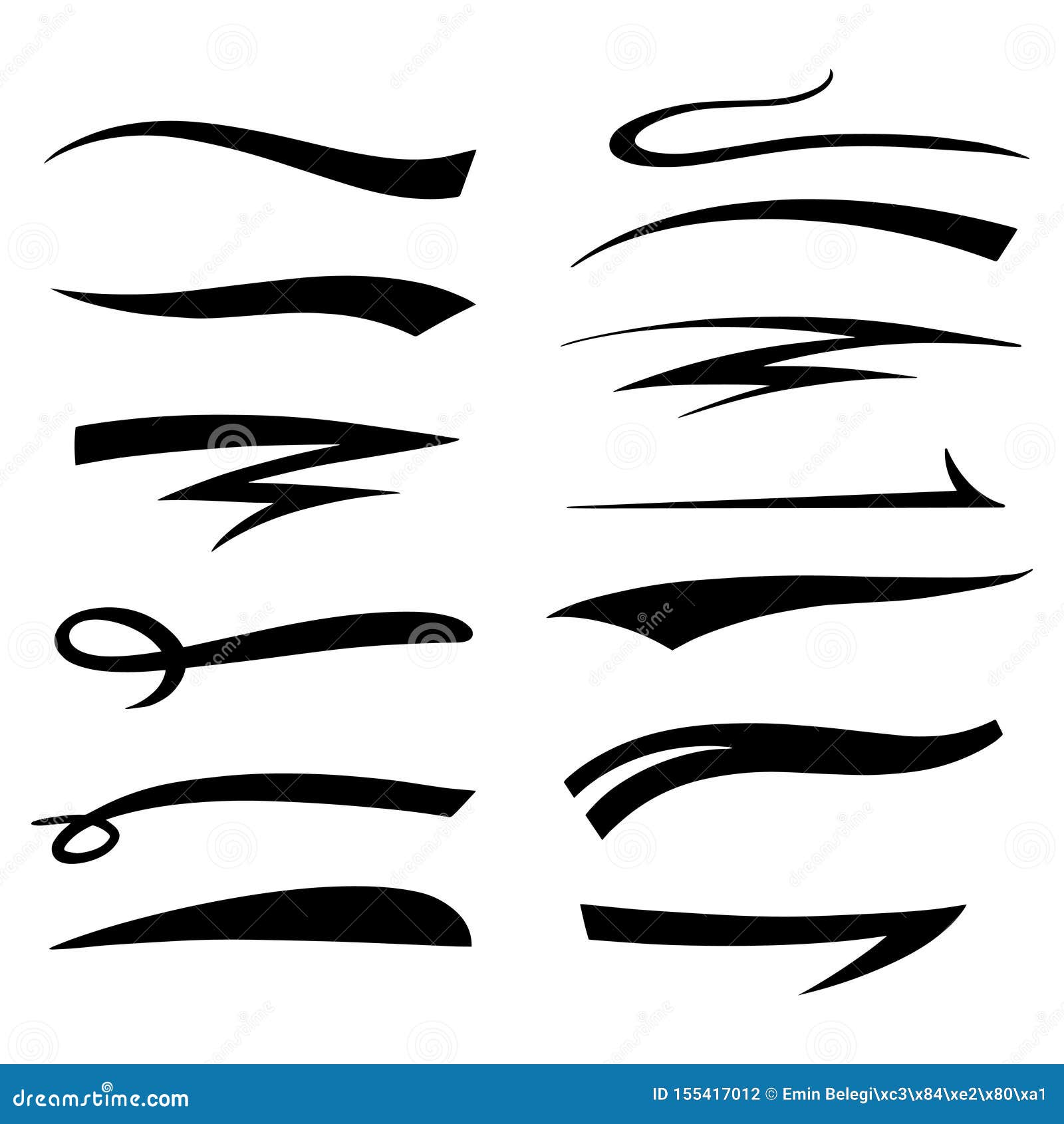 Handmade Collection Set Of Underline Strokes Vector Illustration ...