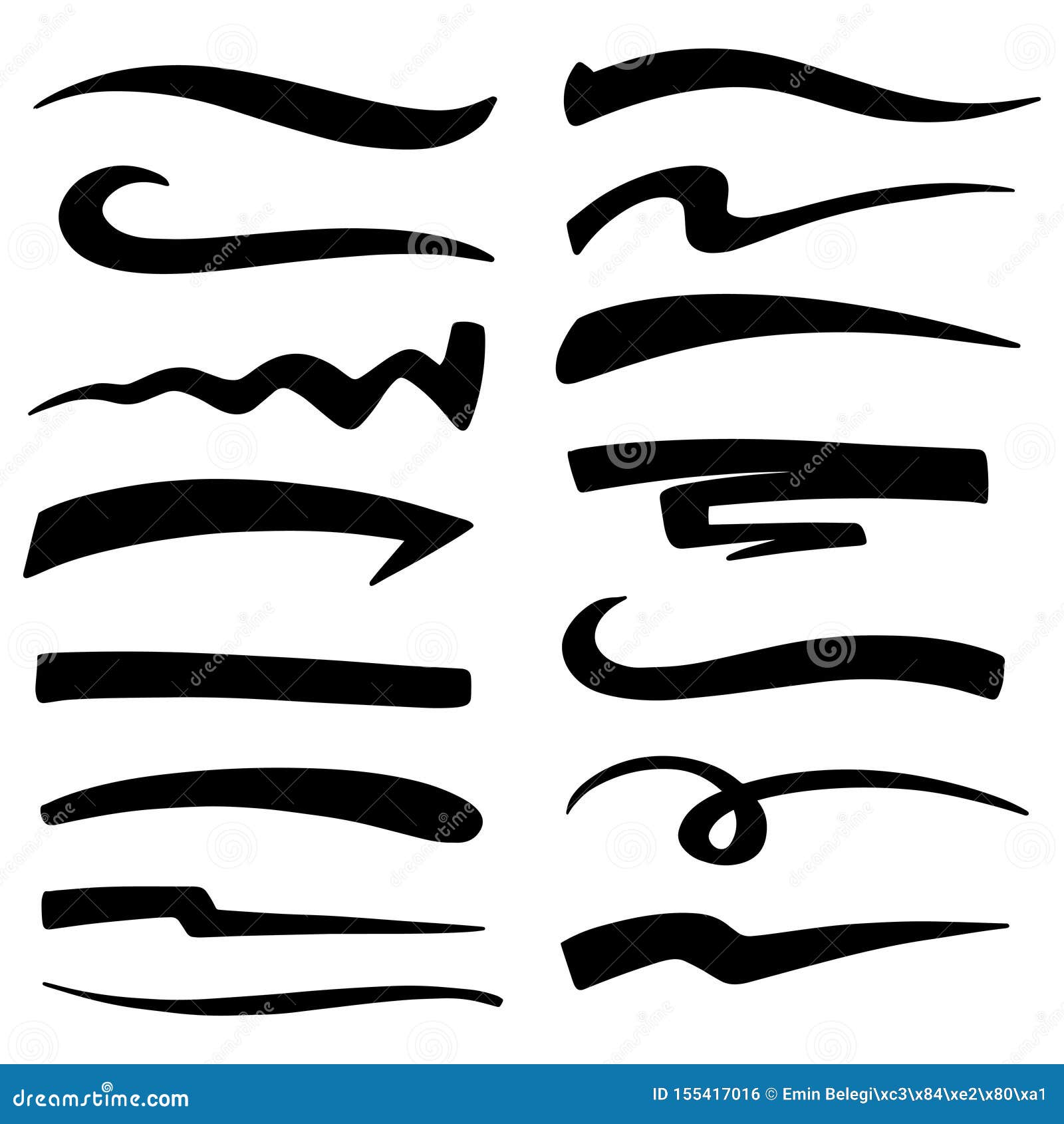 Handmade Collection Set of Underline Strokes Stock Illustration ...