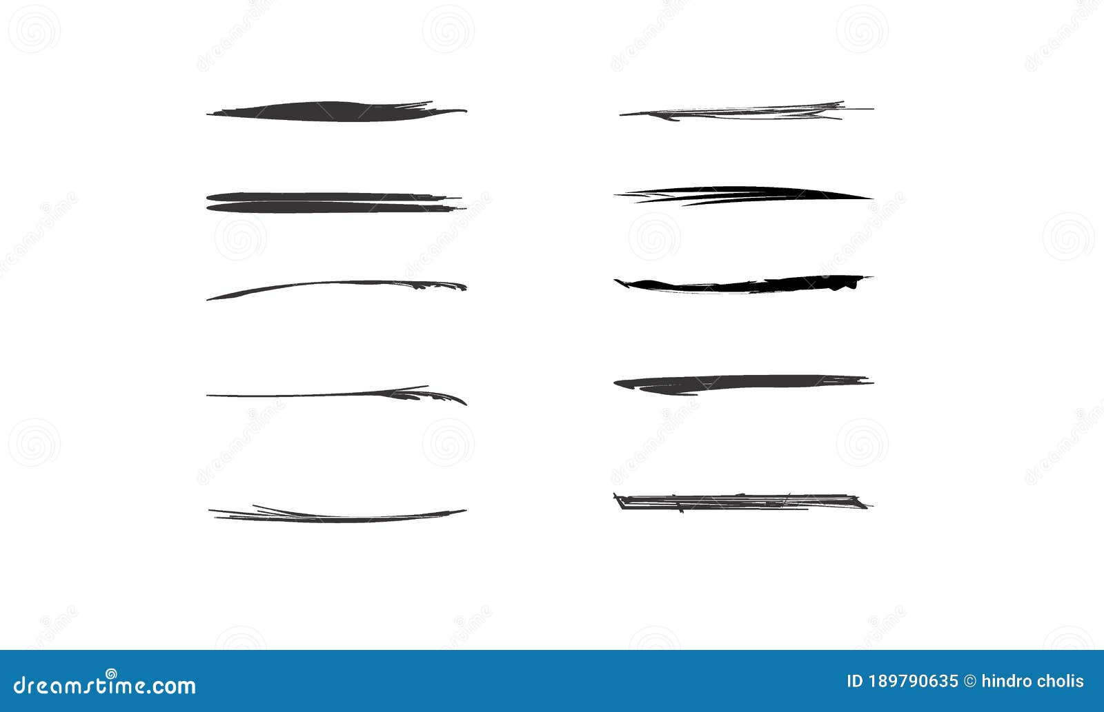 Handmade Set Of Underline Strokes. Vector Strokes In Grunge Marker ...