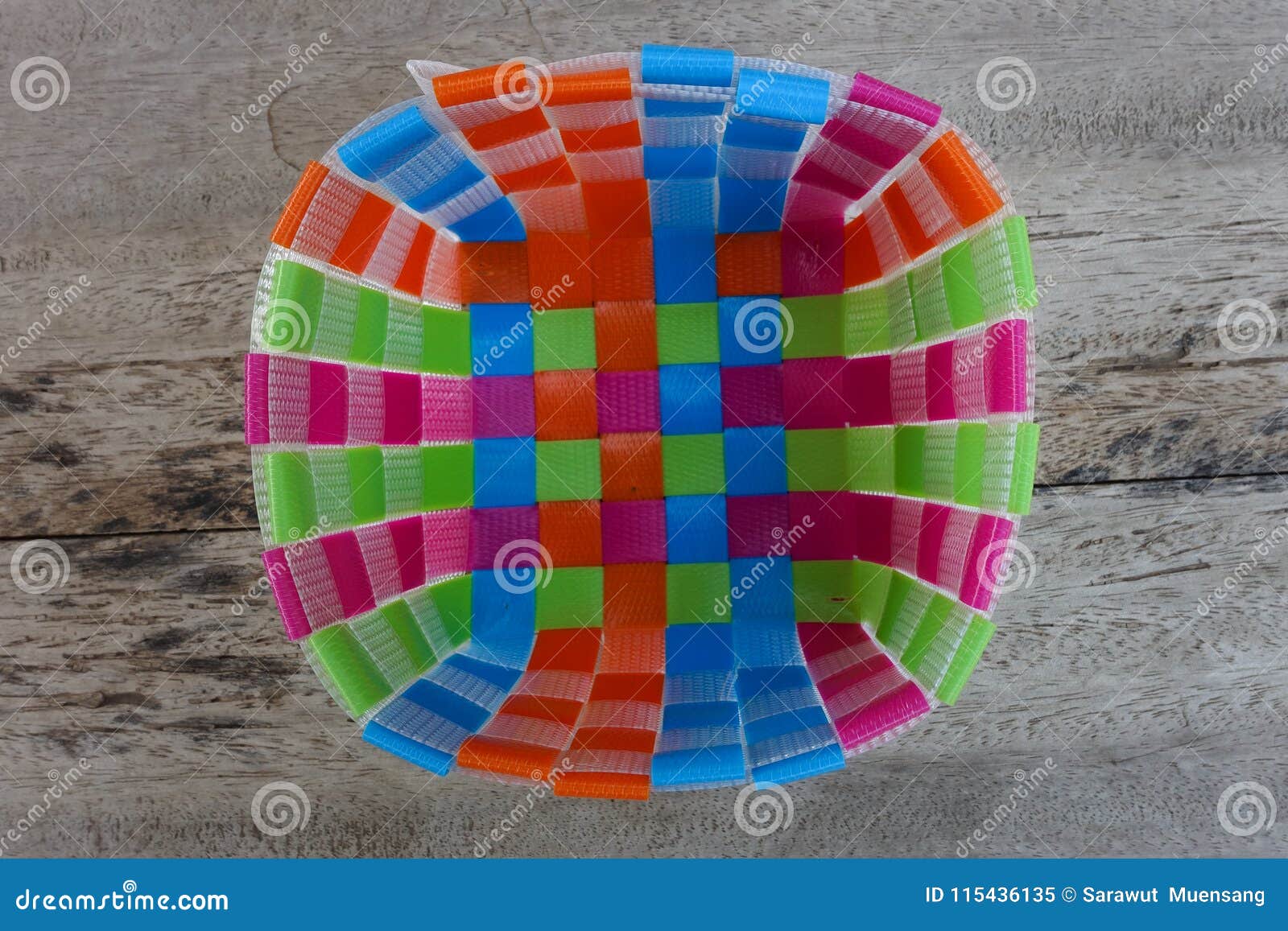 Handmade Colored Plastic Baskets Stock Image - Image of thai ...