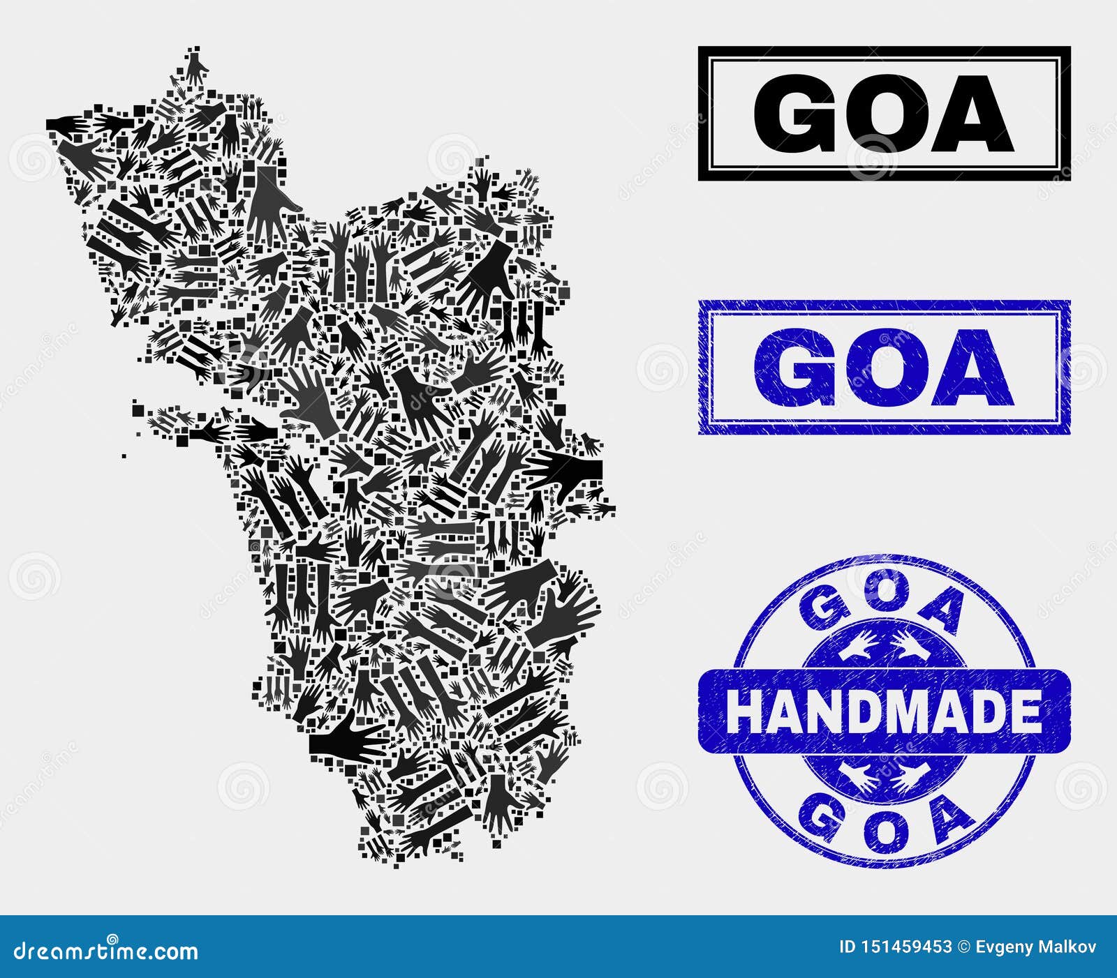 Handmade Composition of Goa State Map and Scratched Stamp Stock Vector ...