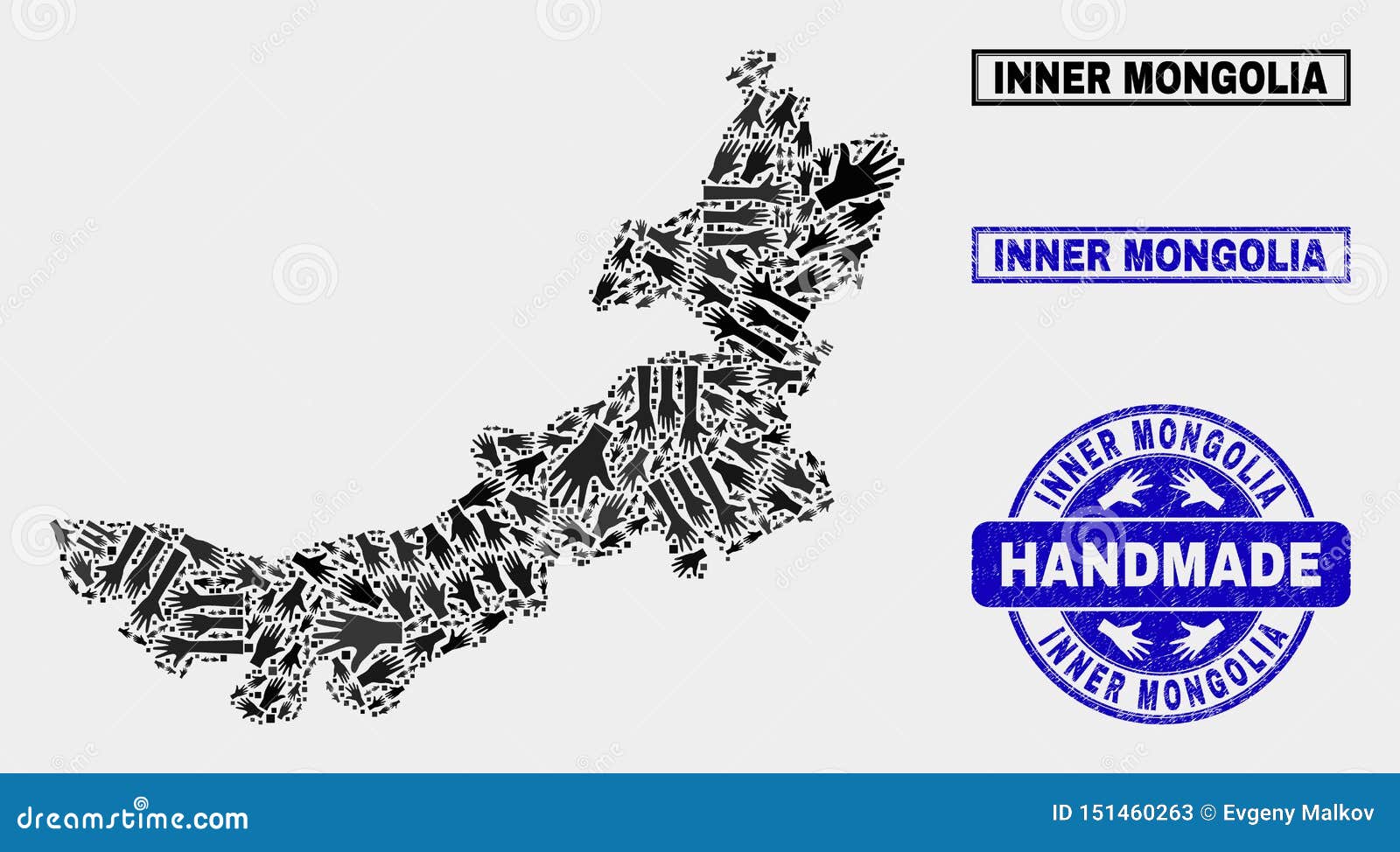 Handmade Composition of Inner Mongolia Map and Scratched Seal Stock ...