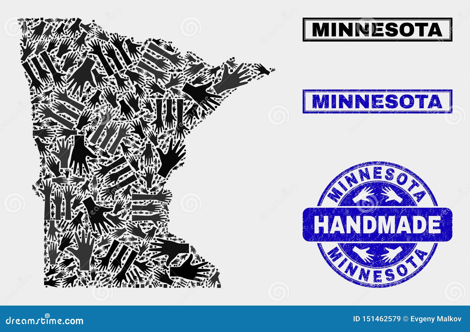 Handmade Composition of Minnesota State Map and Scratched Stamp Stock ...